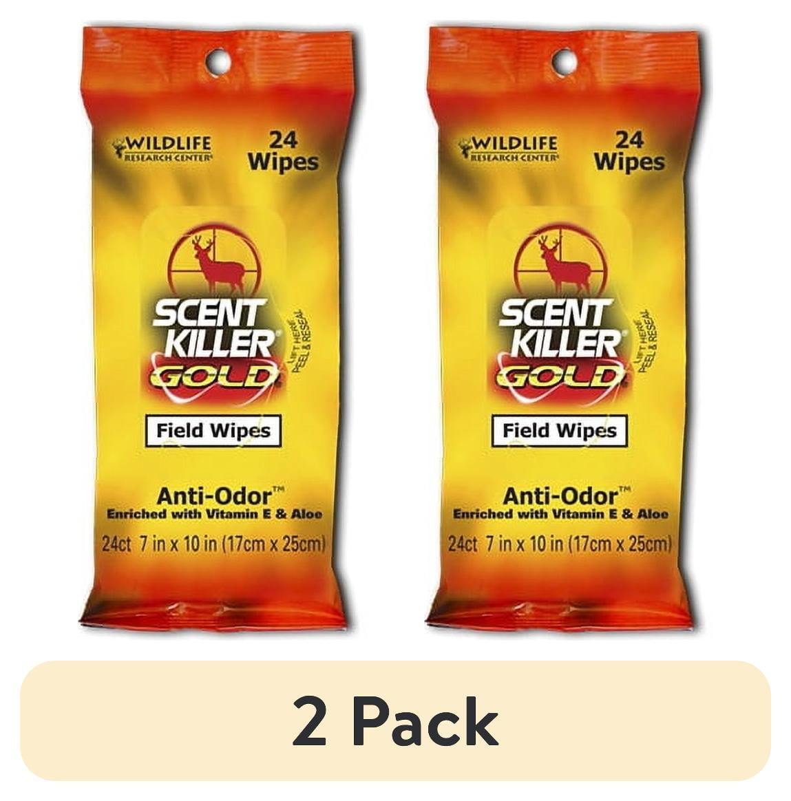 (2 pack) Wildlife Research Center Scent Killer Gold Field Wipes 24 Pack ...