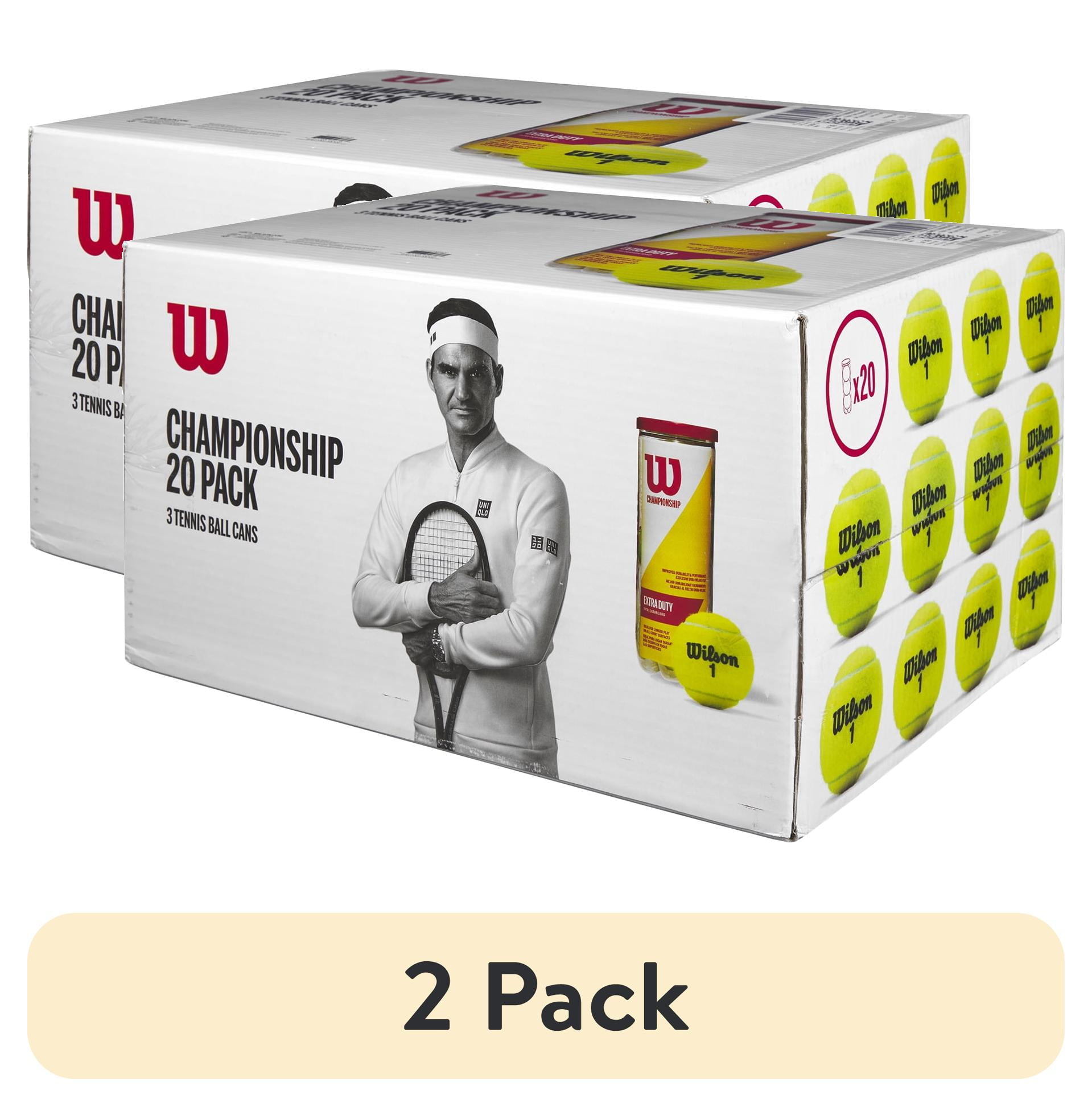(2 pack) Wilson Championship Xtra Duty Tennis Ball, 20 Pack of 3 Ball Cans - Walmart.com