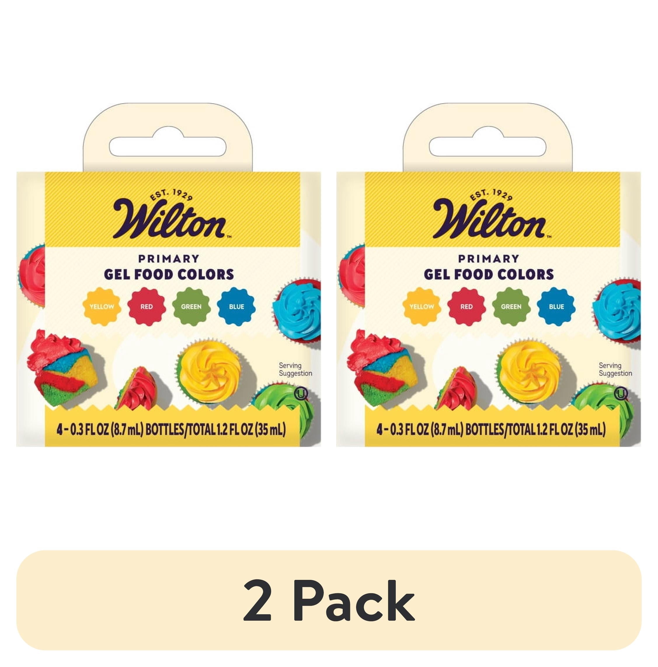 (2 pack) Wilton Red, Yellow, Green and Blue Gel Food Color Set, 4-Count ...