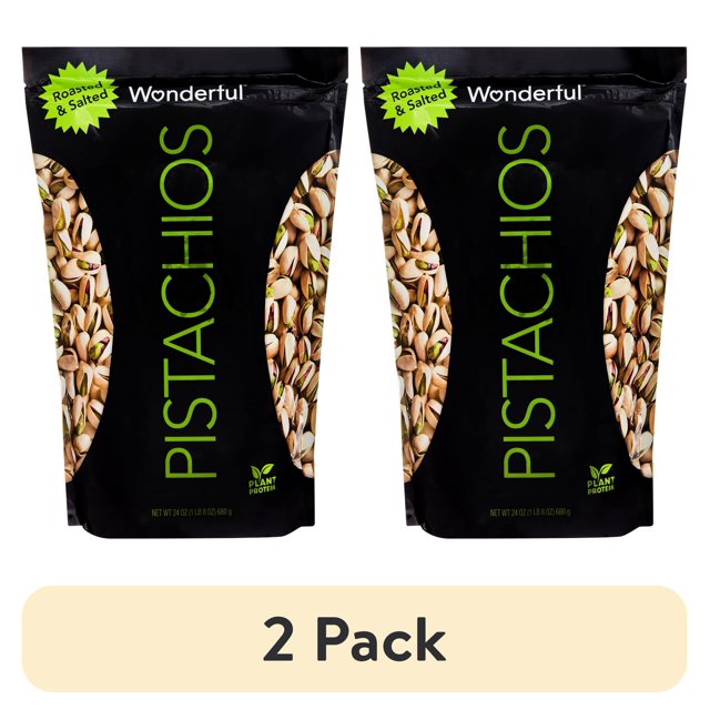 (2 pack) Wonderful Pistachios, In-Shell Roasted & Salted Nuts, 24 Ounce Resealable Bag - Walmart.com