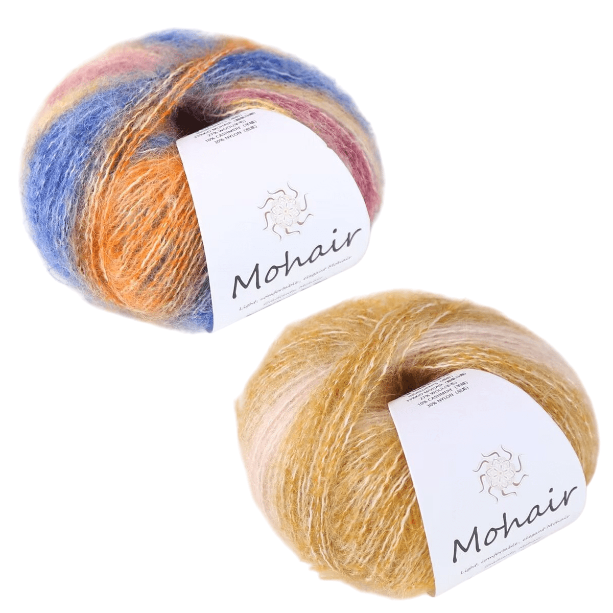 2 pack Wool Yarn for Knitting, Soft Thin Angora Mohair Yarn Hand ...