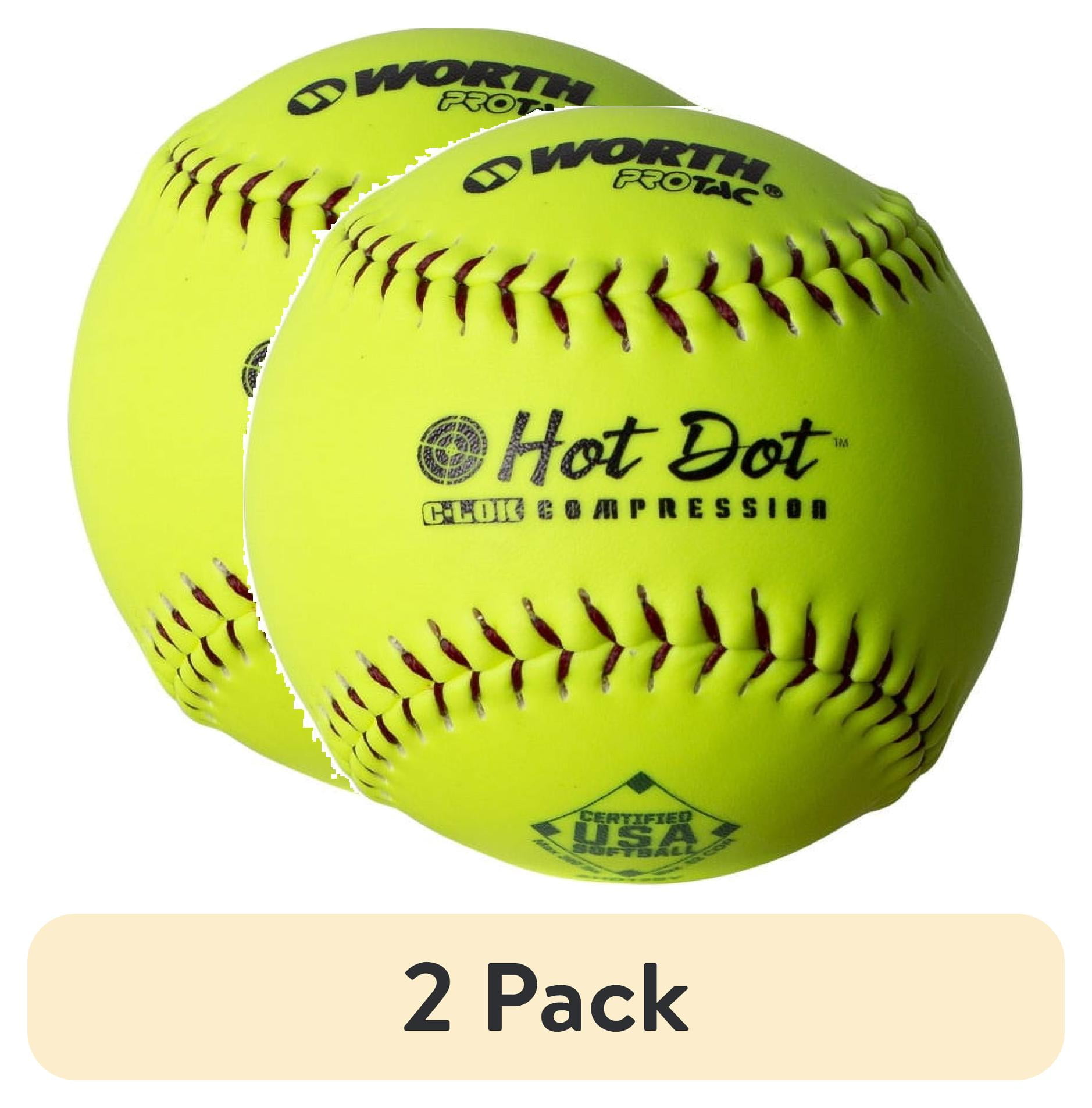 (2 pack) Worth Hot Dot ASA/USA Slowpitch Softballs, 12 inch, 4-Pack ...
