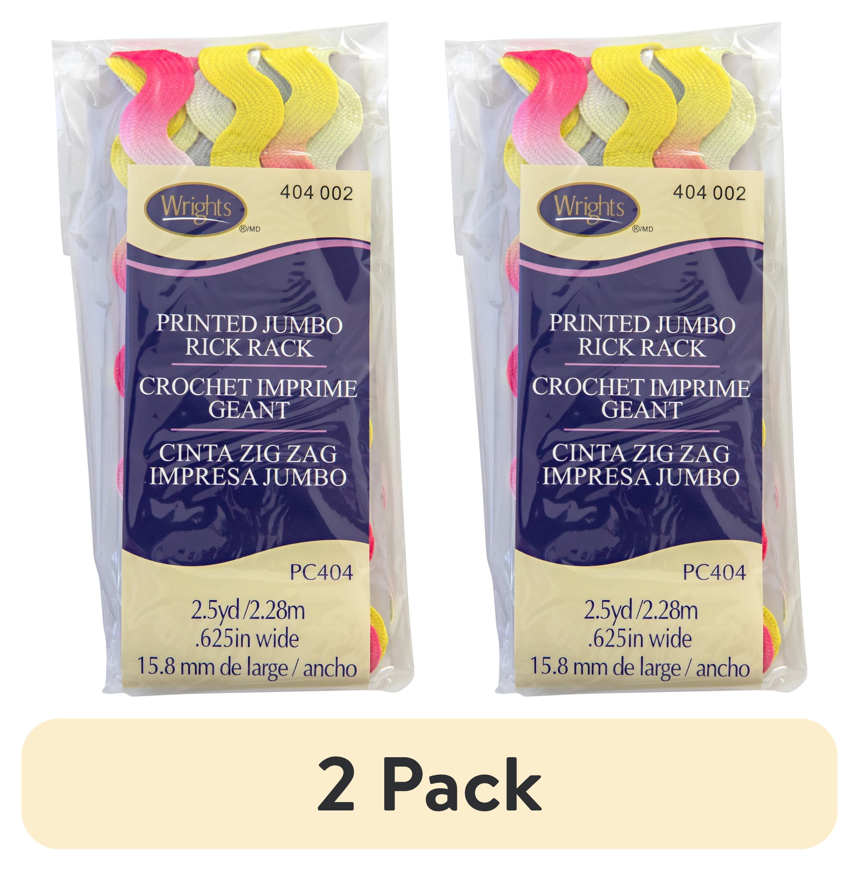 (2 pack) Wrights 5/8" Multicolor Pastel Printed Jumbo Rick Rack, 2.5 yd ...