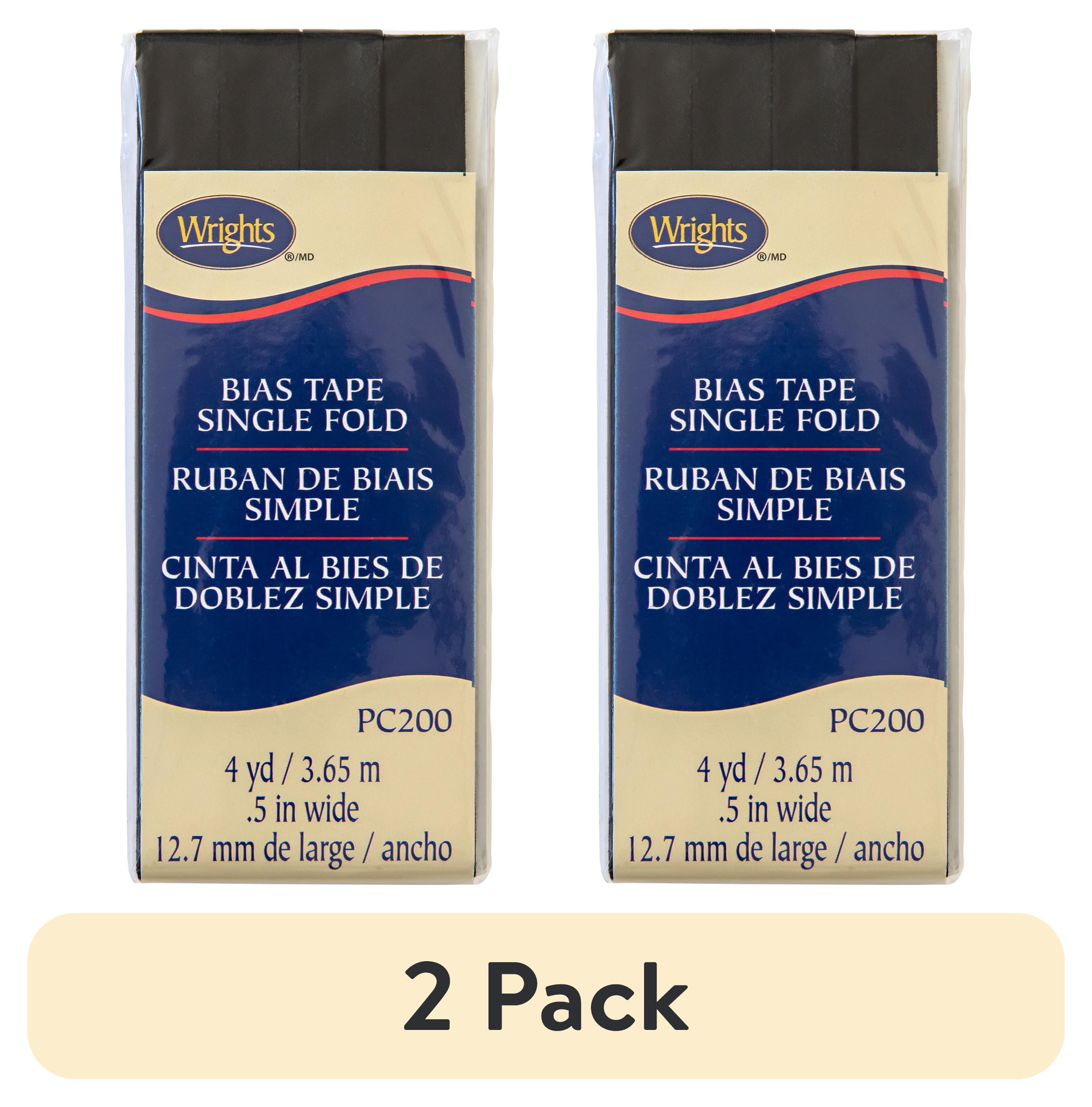 (2 pack) Wrights Bias Tape, Black, 1/2" Single Fold Bias Tape Binding ...