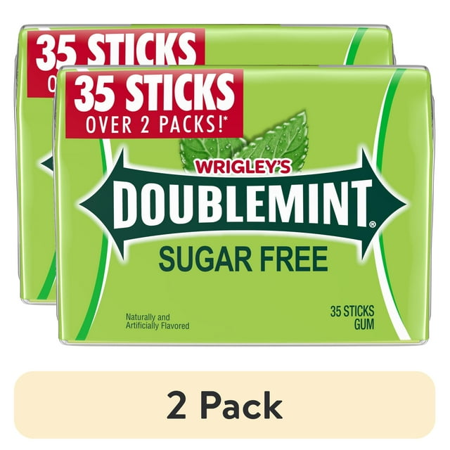 (2 pack) Wrigley's Doublemint Mint Gum Sugar Free Chewing Gum - 35 ...