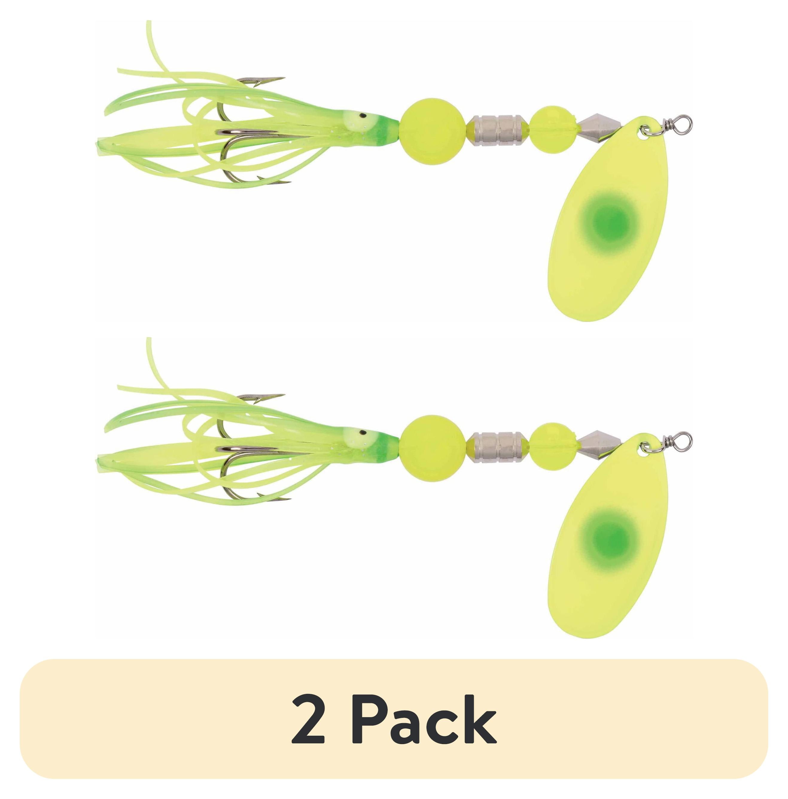 (2 pack) Yakima Bait Worden's Flash Glo 4-3/4" Squid Spinners Trolling Fishing Lure, Chartreuse ...