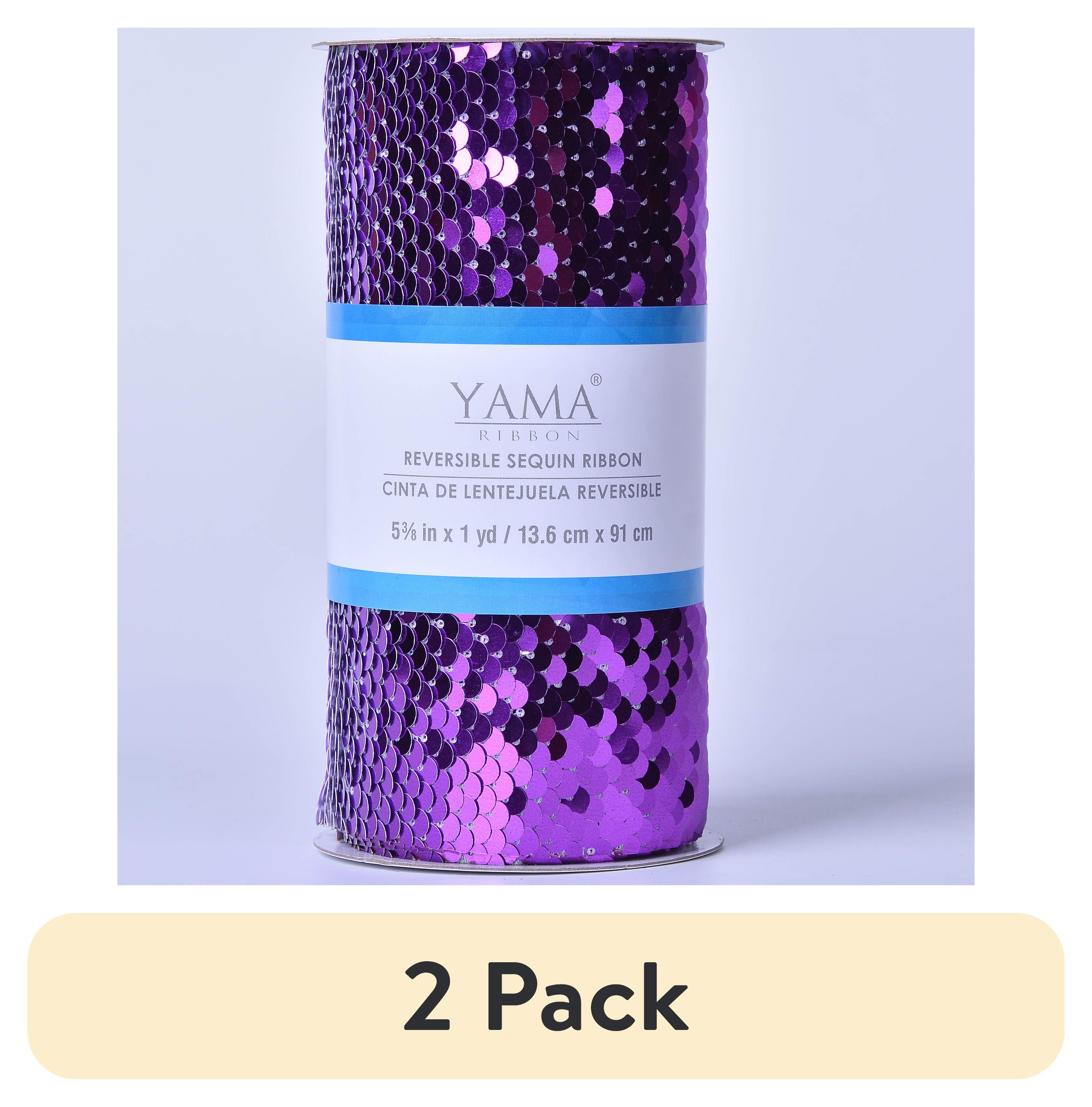 (2 pack) Yama Ribbon, 5-3/8inch Reverse Sequin Ribbon Purple/White, 3 feet - Walmart.com