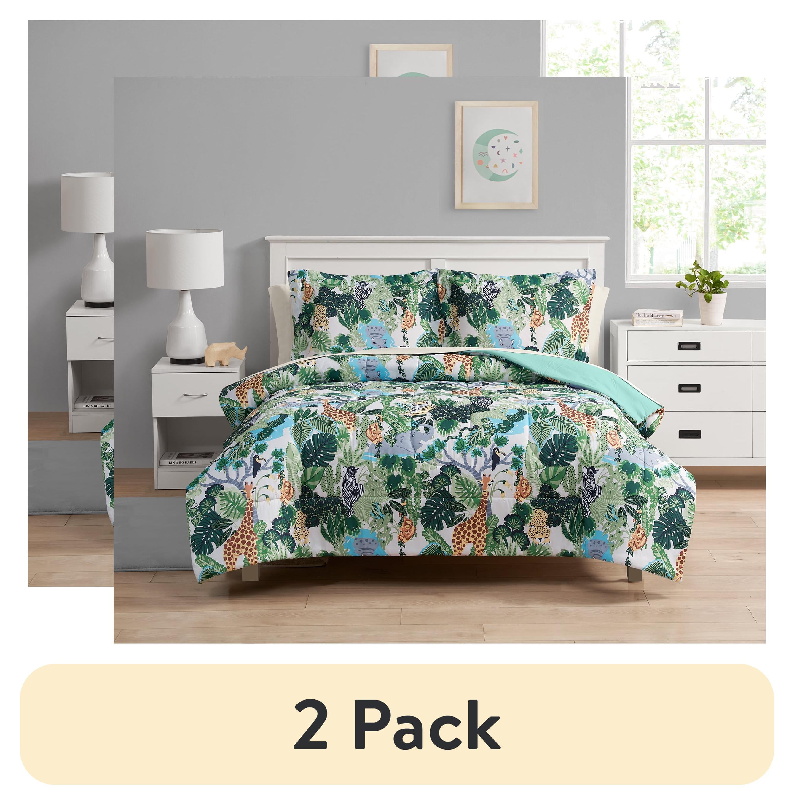 (2 pack) Your Zone 7 Piece Green Jungle Polyester Bedding Set for Kids ...