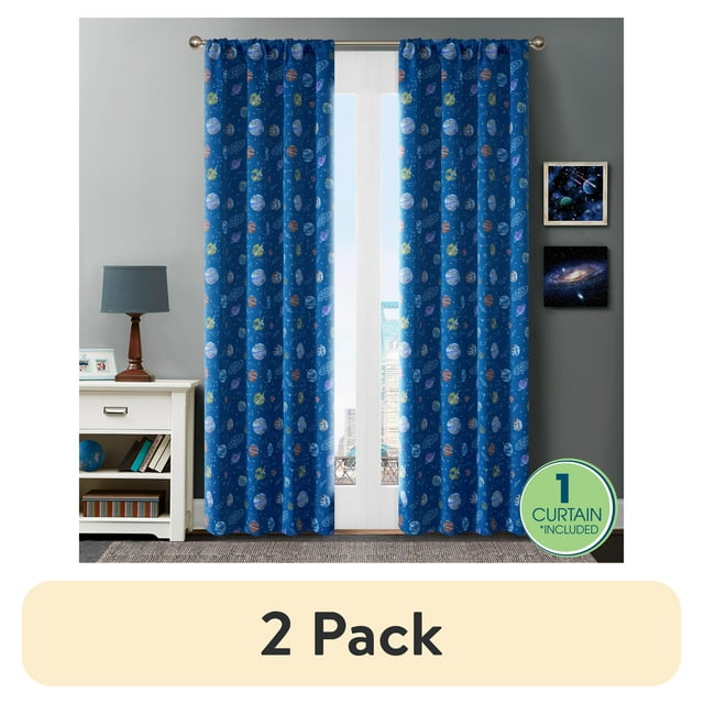 (2 pack) Your Zone Blackout Curtain Panel with Glow in the Dark Print ...