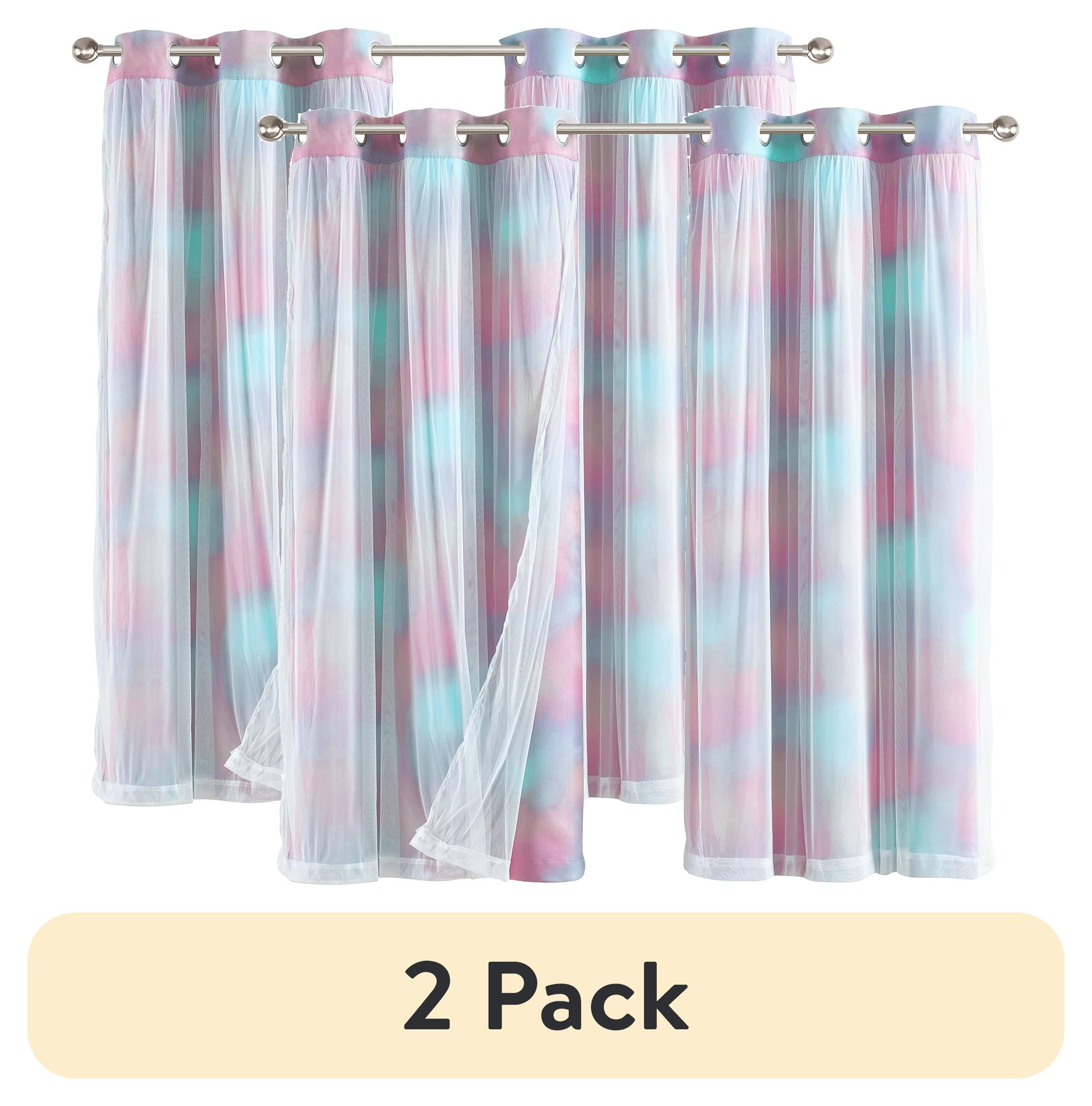 (2 pack) Your Zone Blackout Curtain Panel with Sheer Overlay, 1 Panel ...