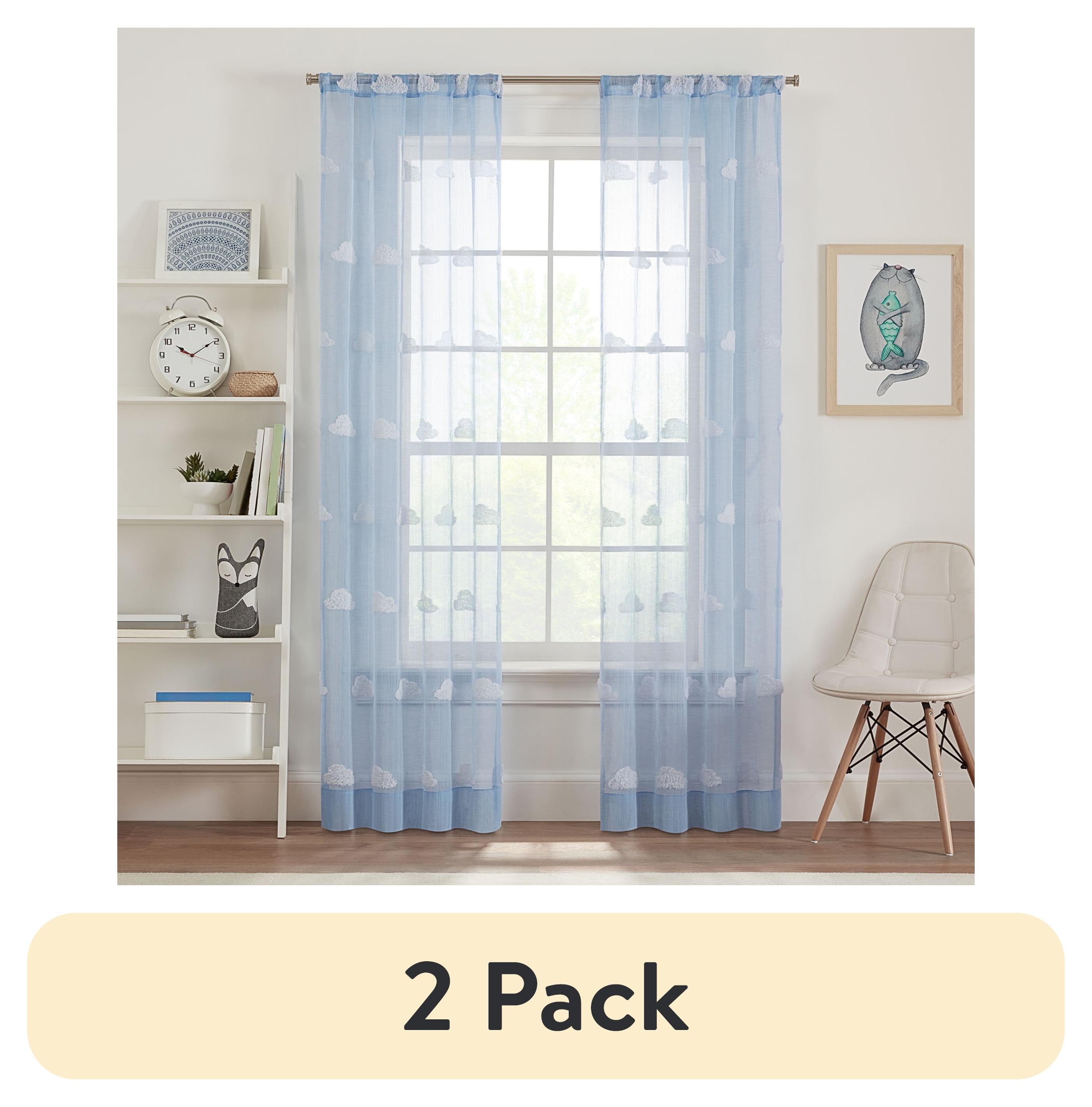(2 pack) Your Zone Cloud Sheer Indoor Single Curtain Panel, Blue Ash ...