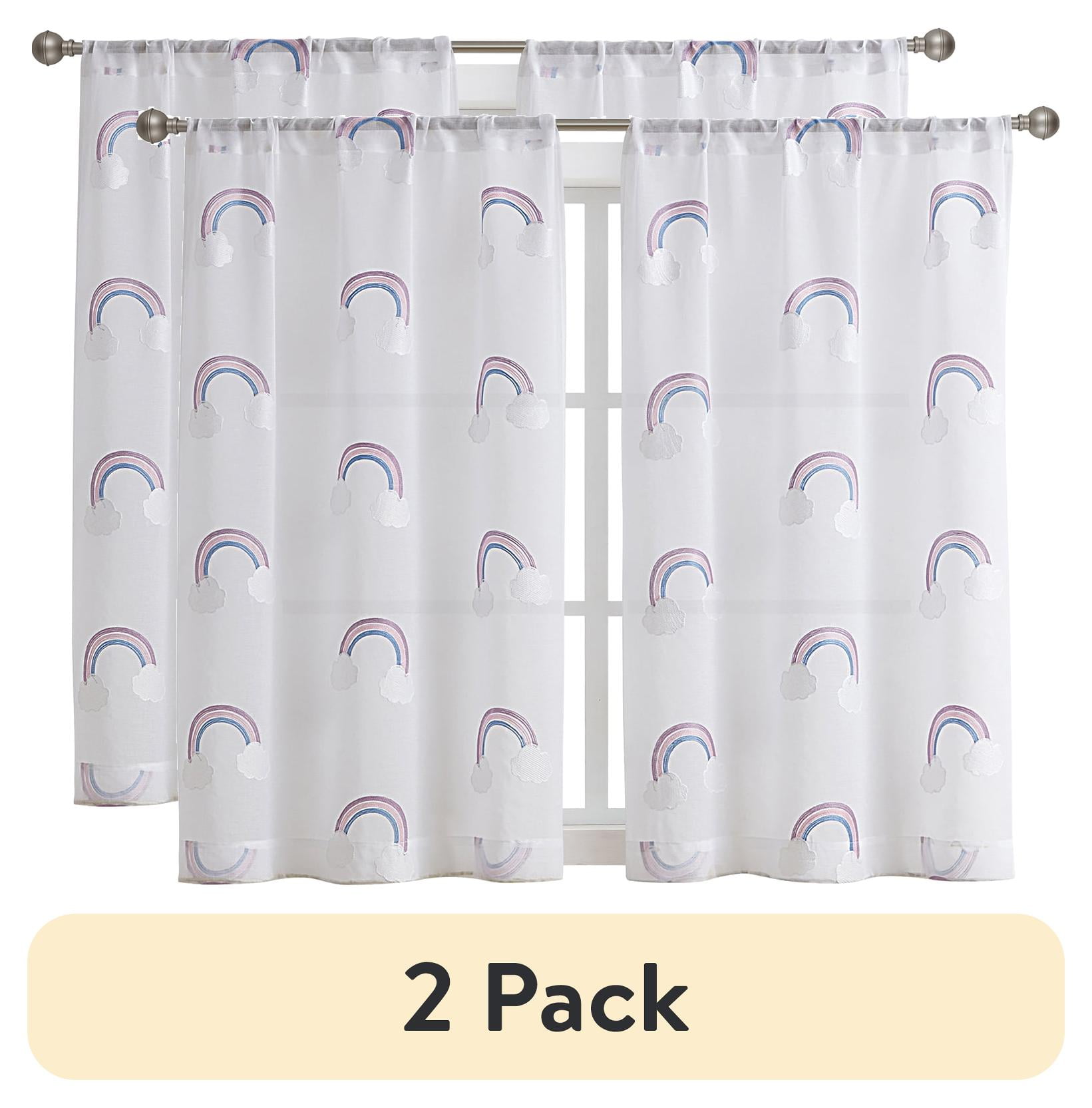 (2 pack) Your Zone Embroidered Rainbow Rod Pocket Sheer Single Curtain ...