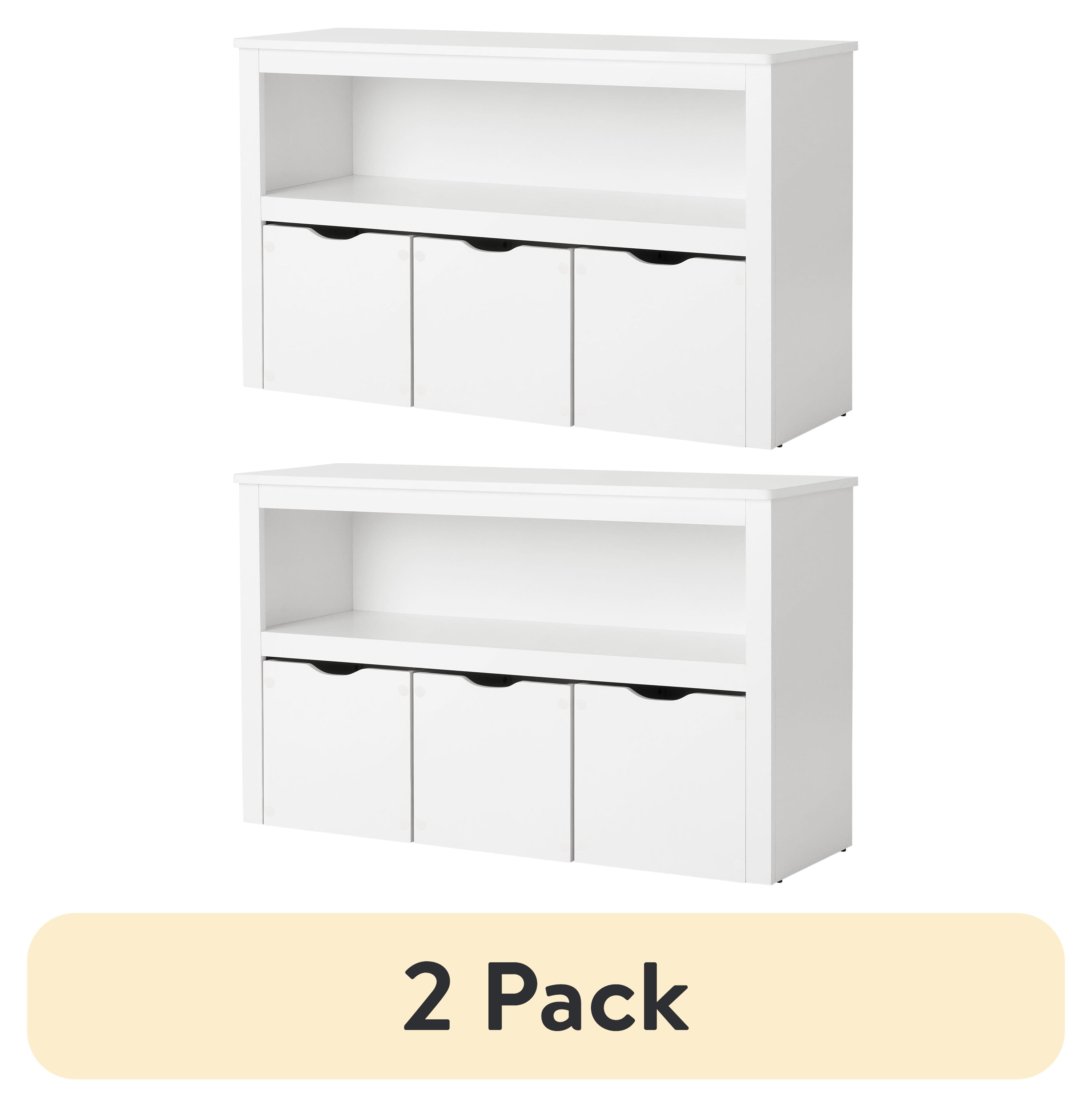 (2 pack) Your Zone Kids Toy Storage Cabinet with Three Rolling Bins ...