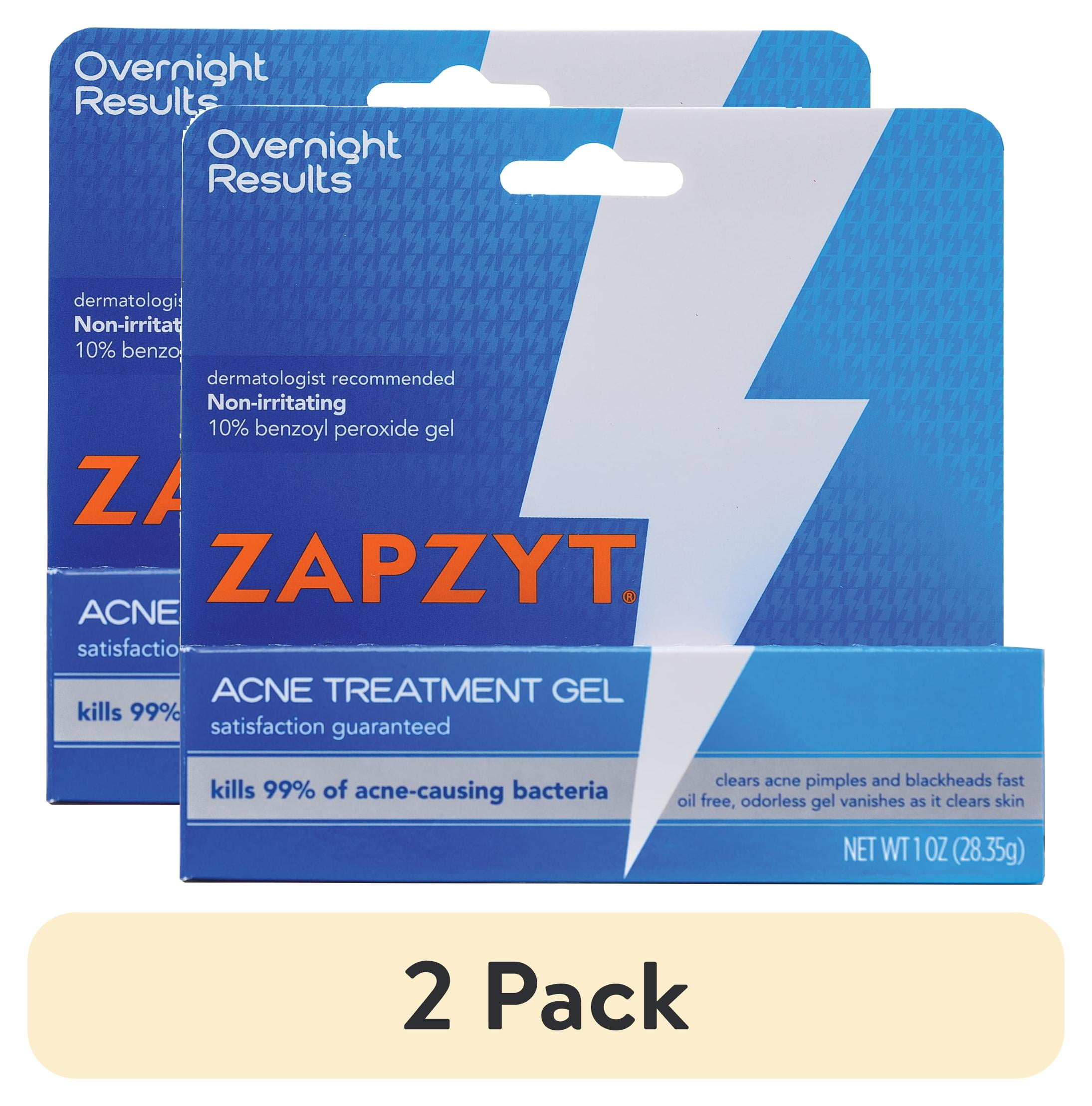 (2 pack) ZAPZYT Maximum Strength 10% Benzoyl Peroxide Acne Treatment ...