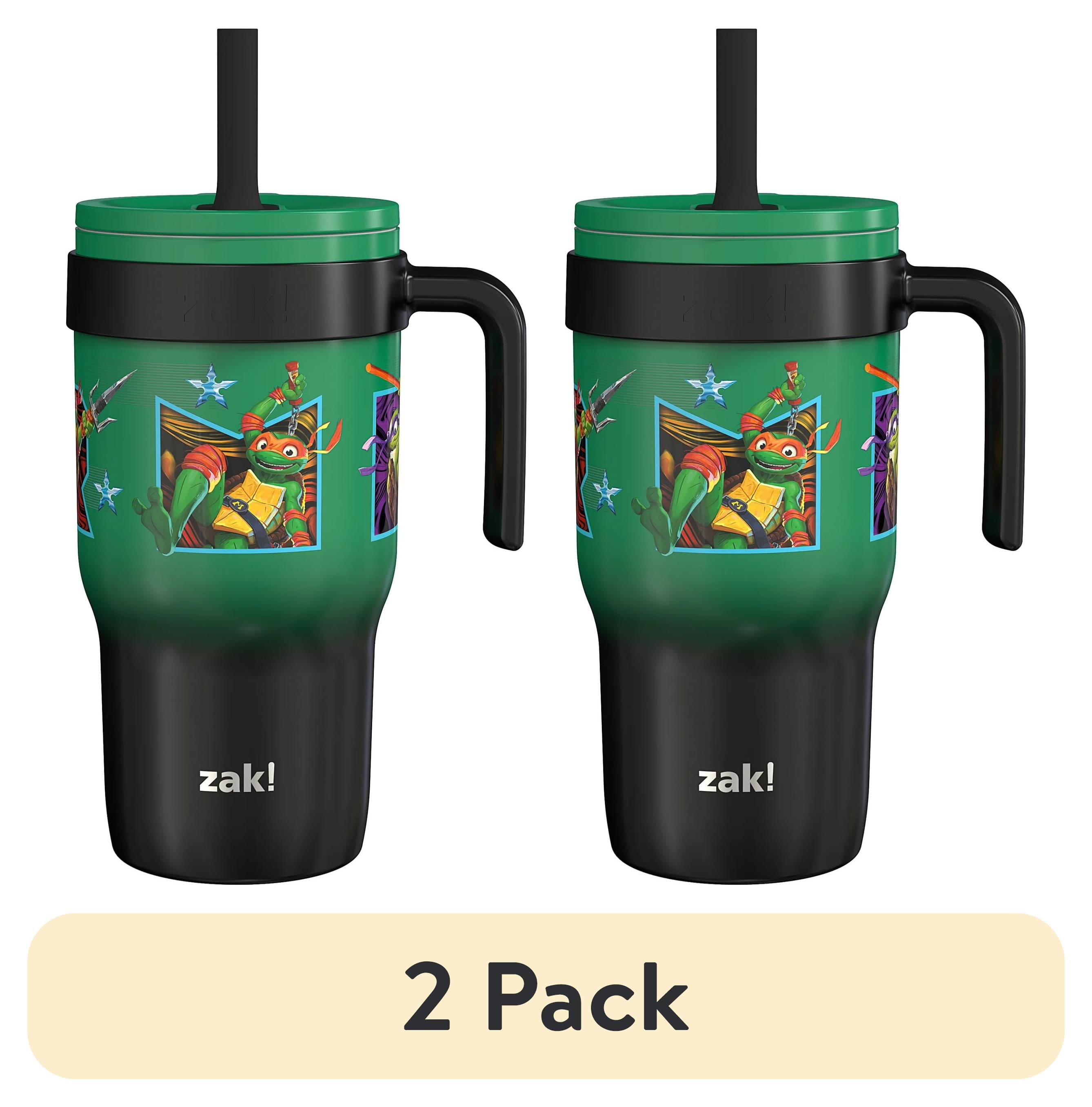 (2 pack) Zak Designs 18oz TMNT Kids Straw Handle Tumbler, Stainless ...