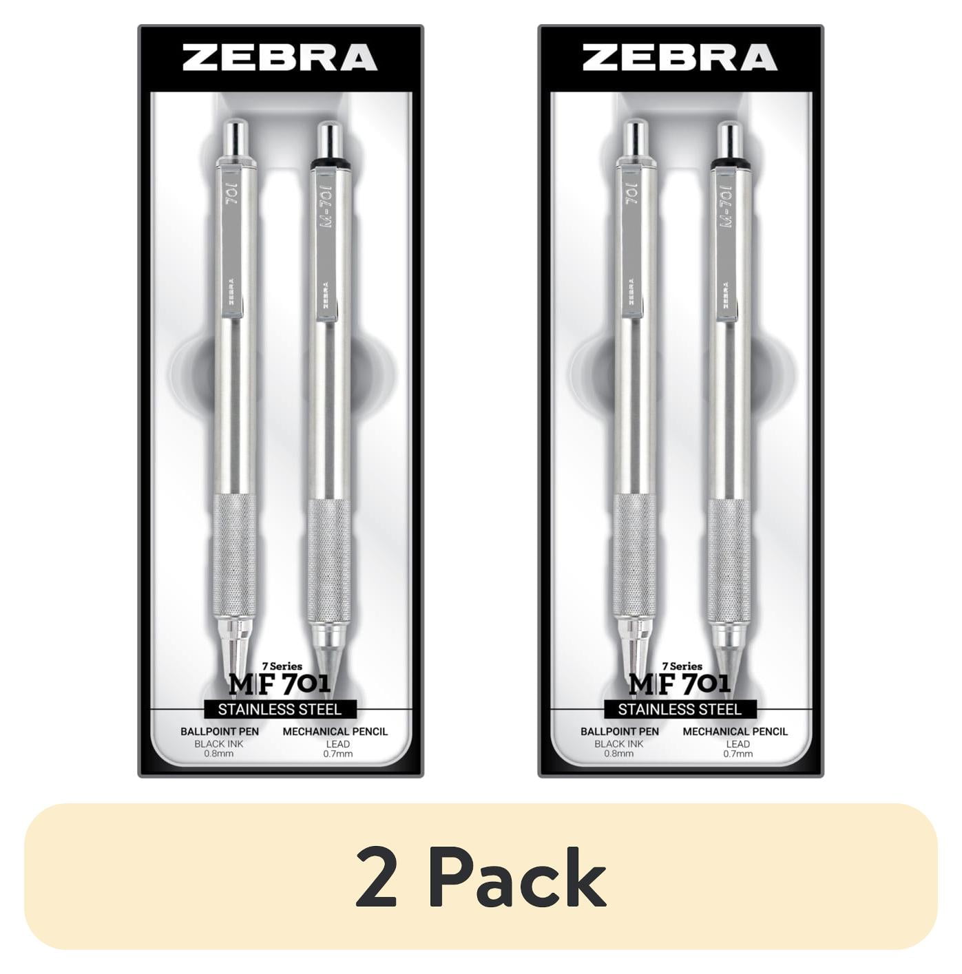 (2 pack) Zebra M/F 701 Stainless Steel Mechanical Pencil and Ballpoint ...