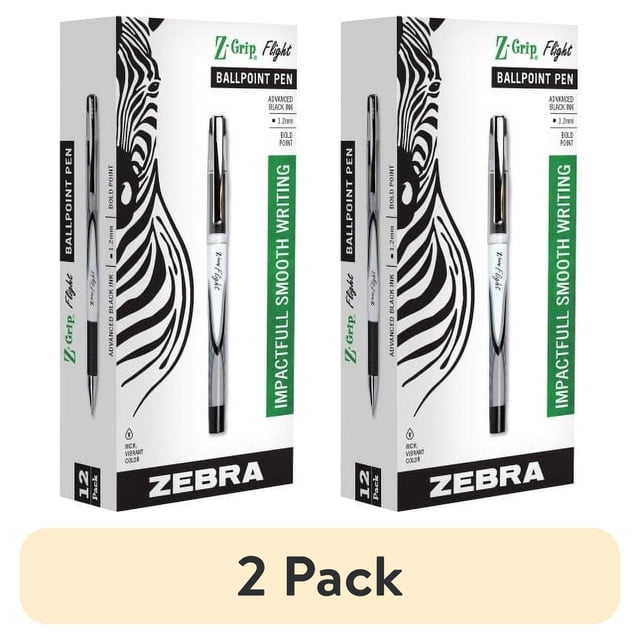 (2 pack) Zebra Pen Z-Grip Flight Ballpoint Stick Pen Bold Pen Point - 1 ...