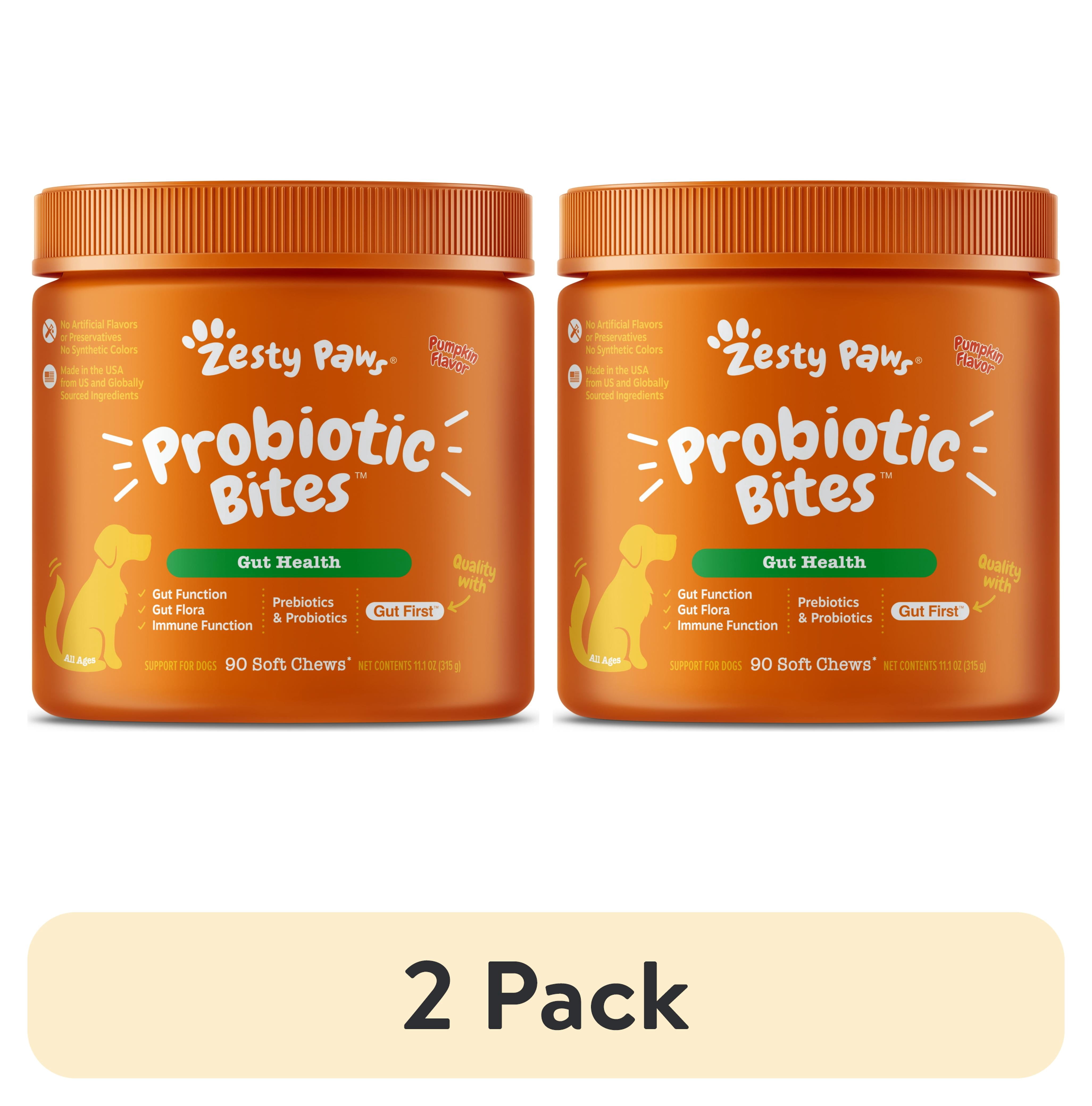 (2 pack) Zesty Paws Probiotic Bites Pumpkin Flavor Dog Supplement, 90 ...