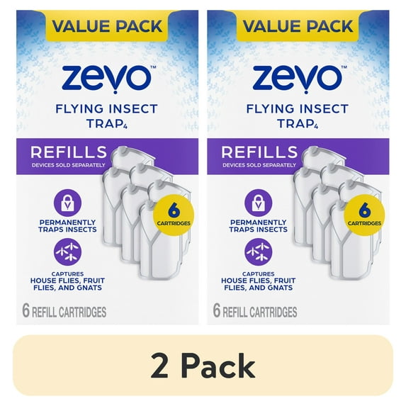 (2 pack) Zevo Flying Insect Trap Refill: 6 Indoor Light Trap Refill ...