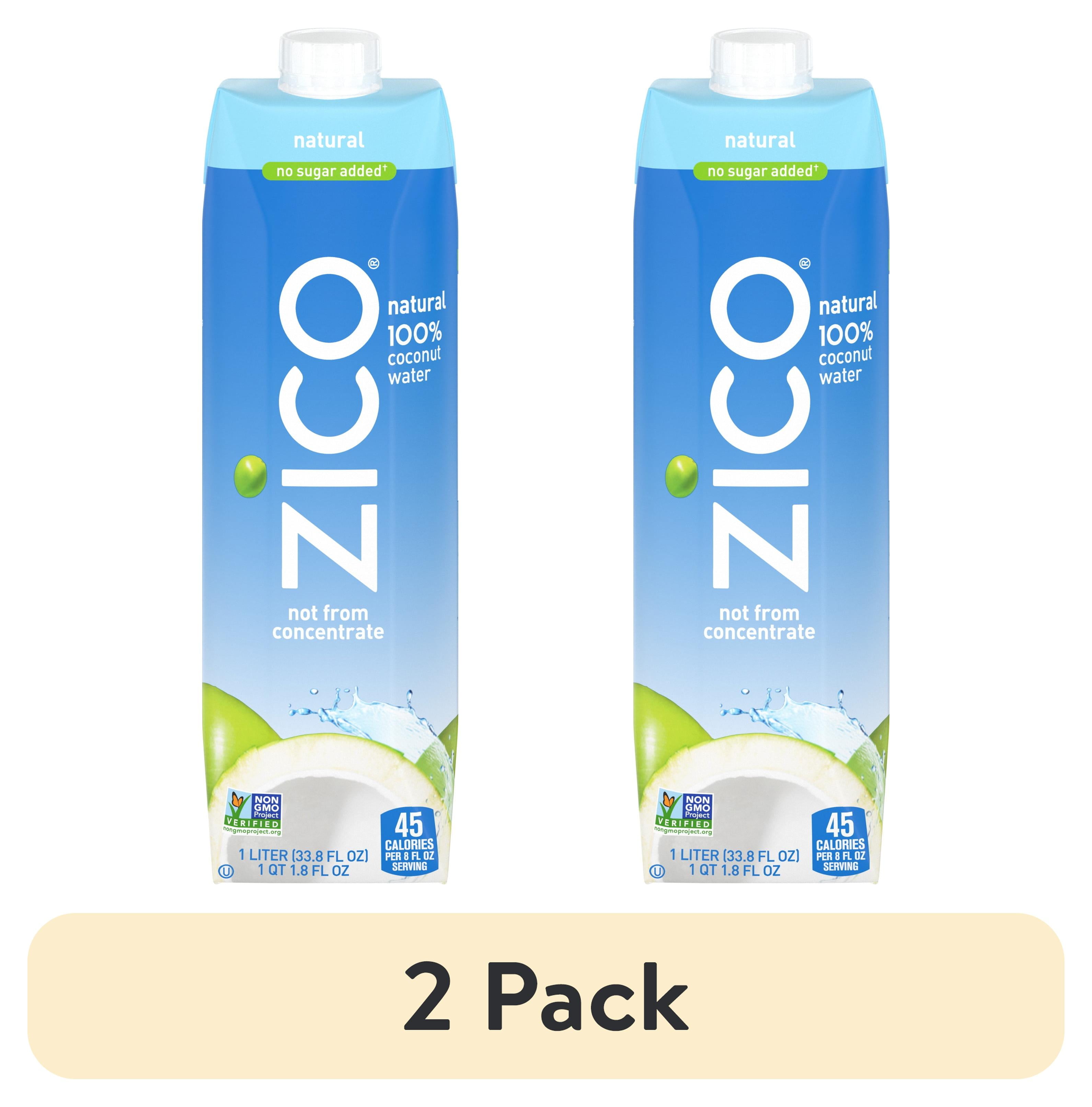 (2 pack) Zico 100% Coconut Water, No Sugar Added, 1 Liter Liquid ...