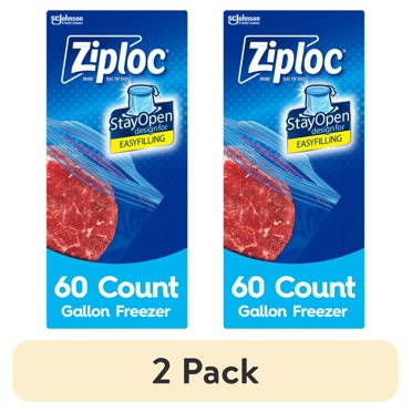 (2 pack) Ziploc Brand Freezer Bags, School Supplies, with Grip 'n Seal Technology, Gallon, 40 ...