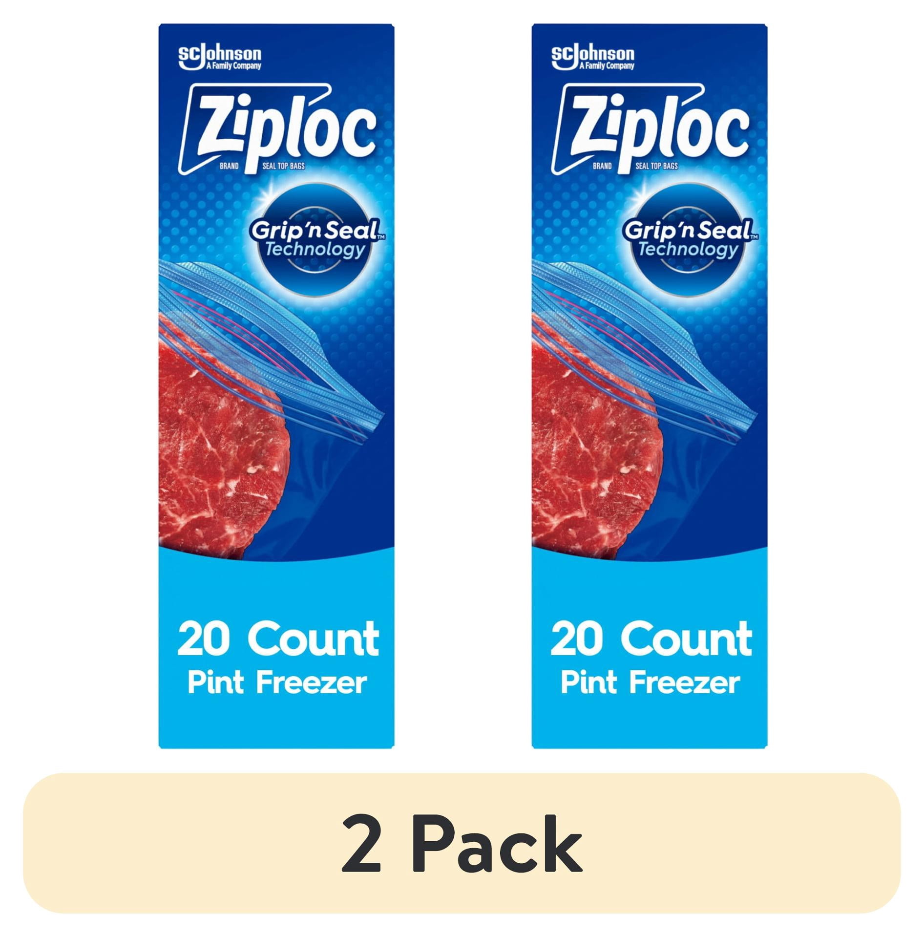 (2 pack) Ziploc Brand Pint Freezer Bags, School Supplies, with Grip 'n ...