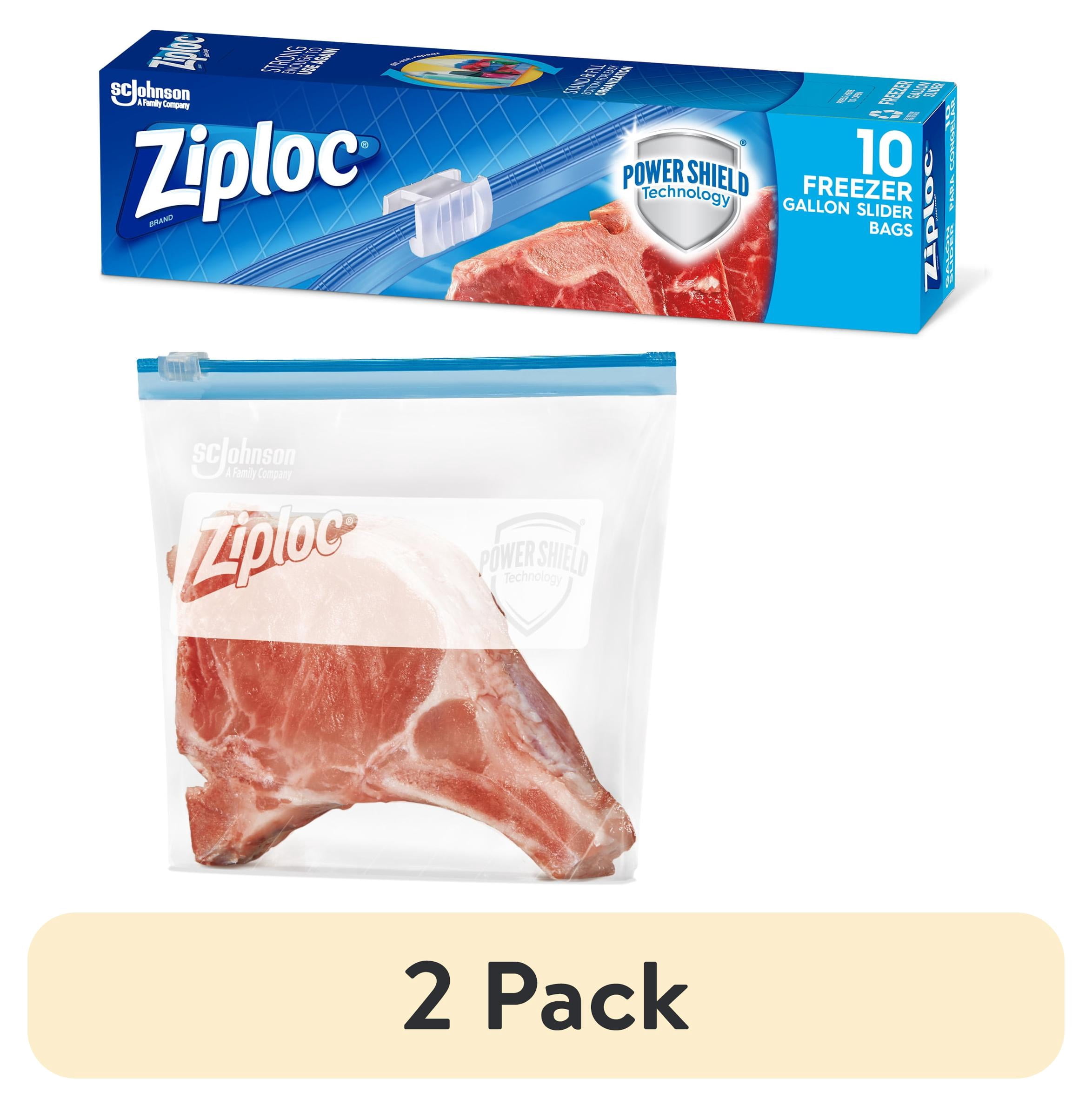 (2 pack) Ziploc Freezer Bags, Reusable Gallon Size Slider Bags, BPA ...