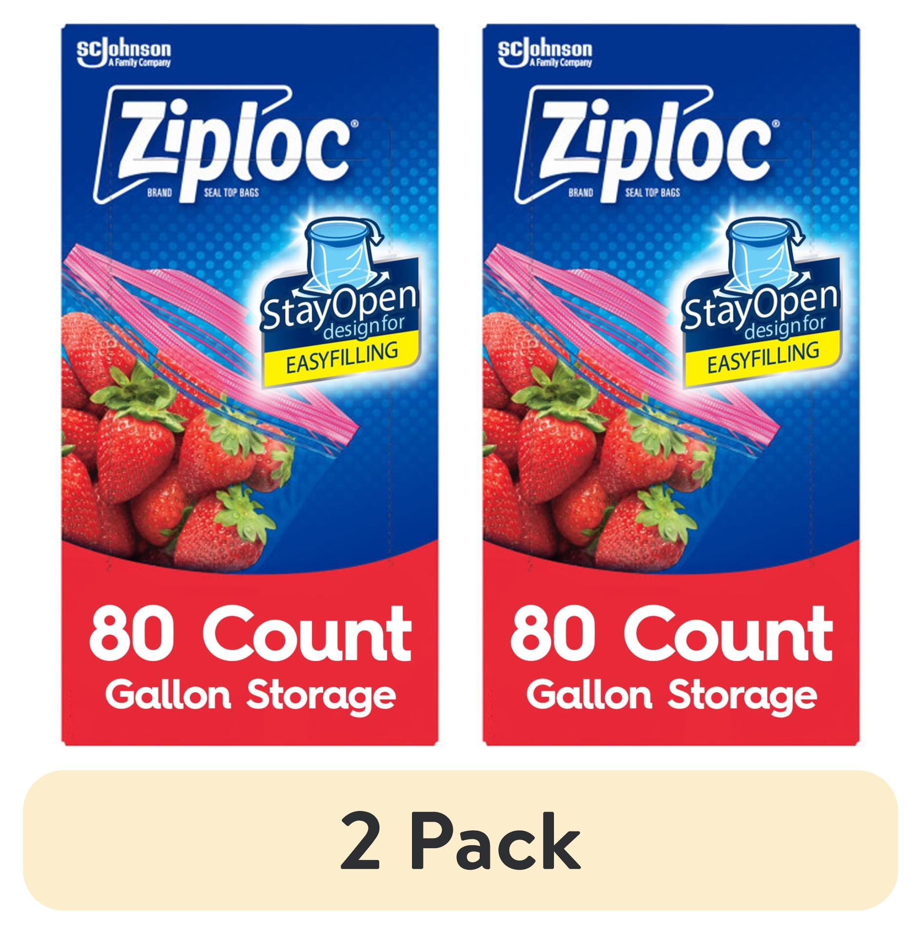 (2 pack) Ziploc Brand Storage Gallon Bags, School Supplies, Large Storage Bags for Food, 80 ...
