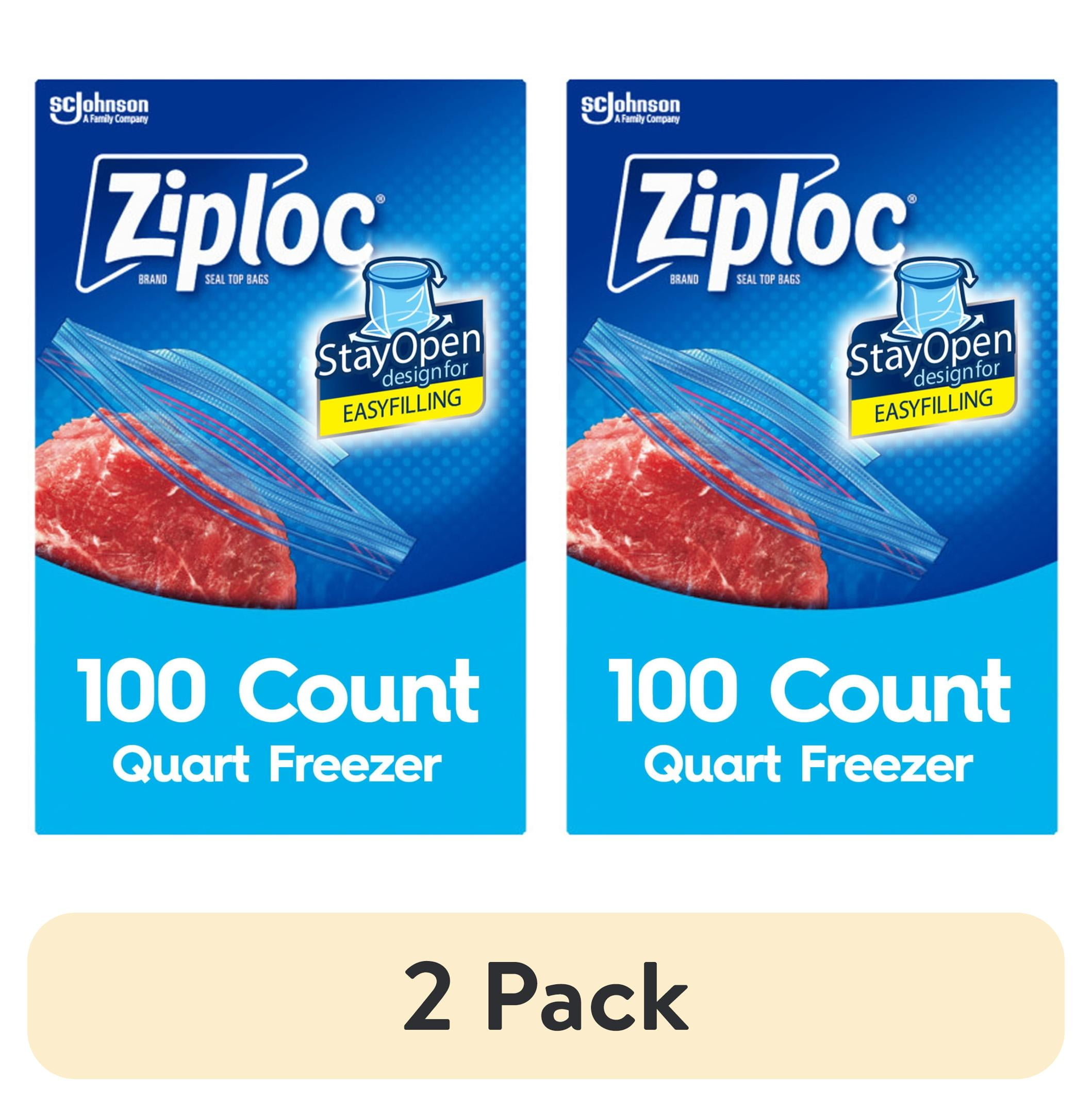 (2 pack) Ziploc Freezer Quart Bag, School Supplies, Stay Open Design, Grip 'n Seal Technology ...