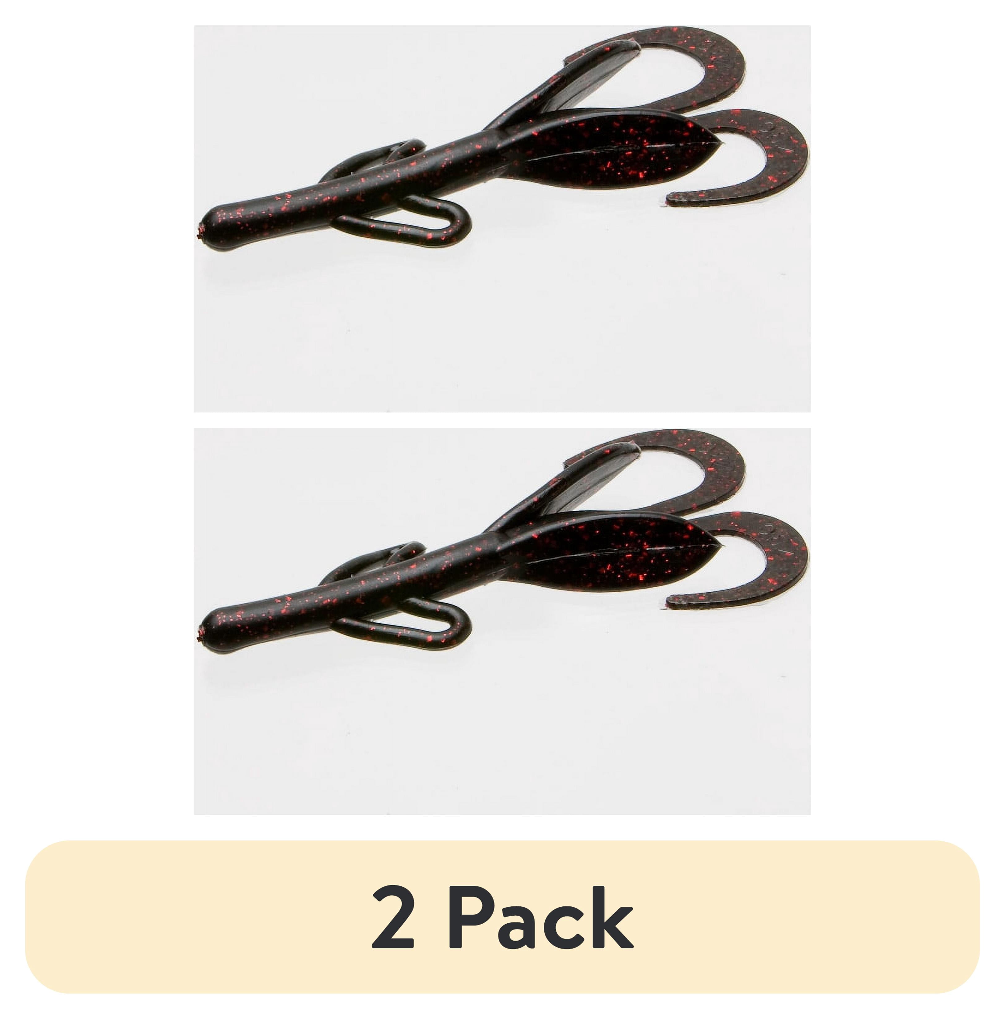 (2 pack) Zoom Baby Brush Hog Fishing Bait, Black & Red Glitter, 4", 12 ...