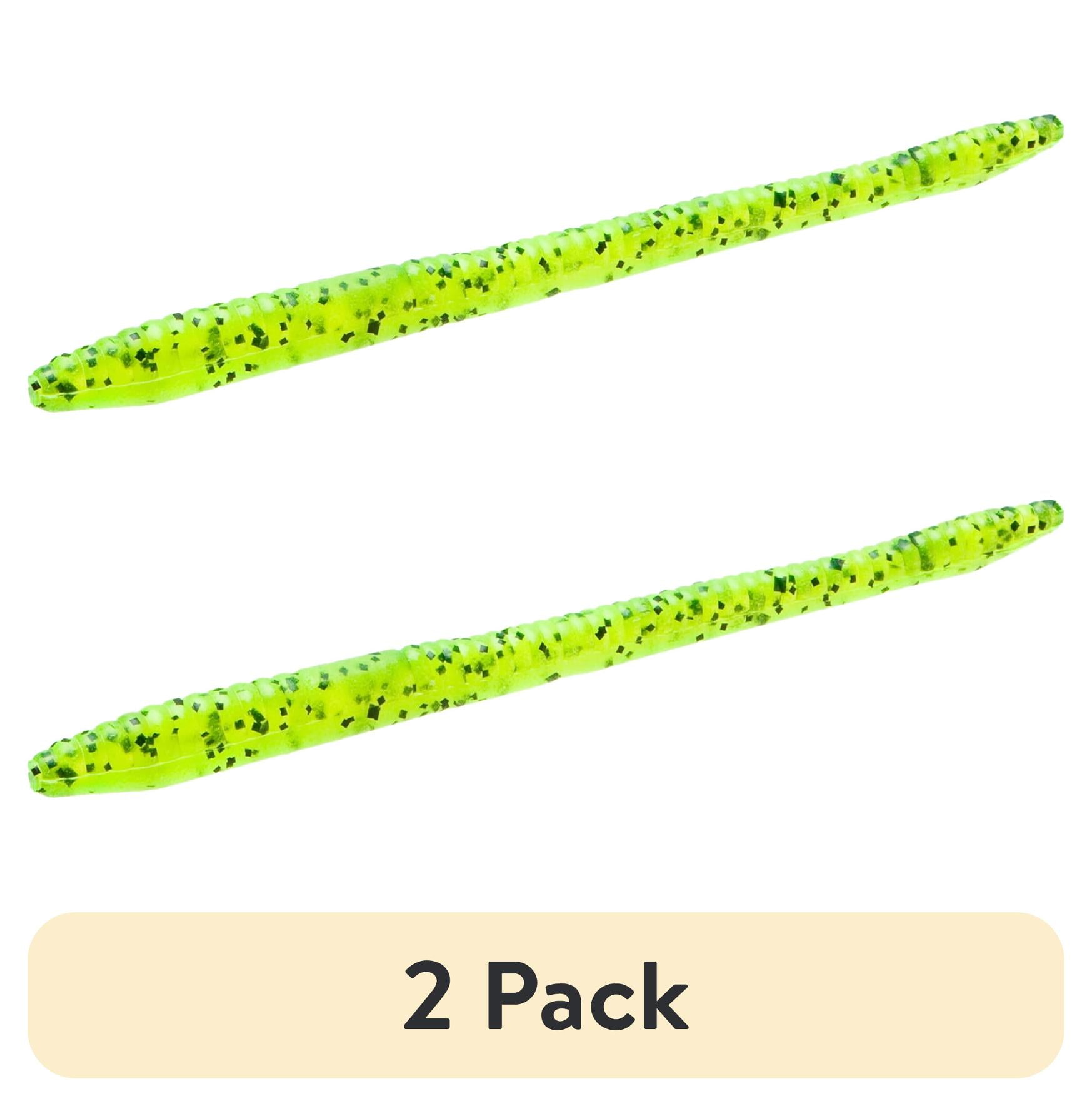 (2 pack) Zoom Finesse Worm Chartreuse Pepper 4.5" Freshwater Fishing ...