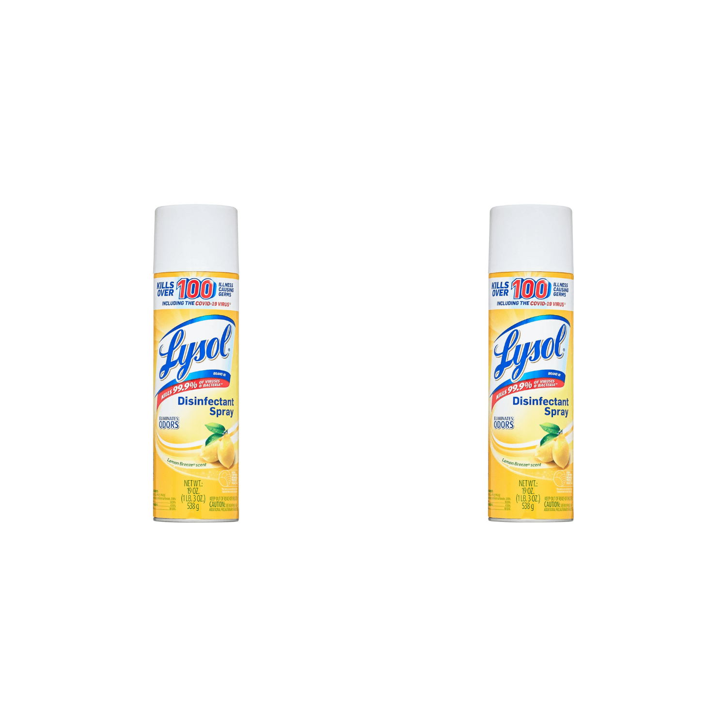 2 pack bottles Lysol Disinfectant Spray Lemon Breeze( 19 oz x2 ...