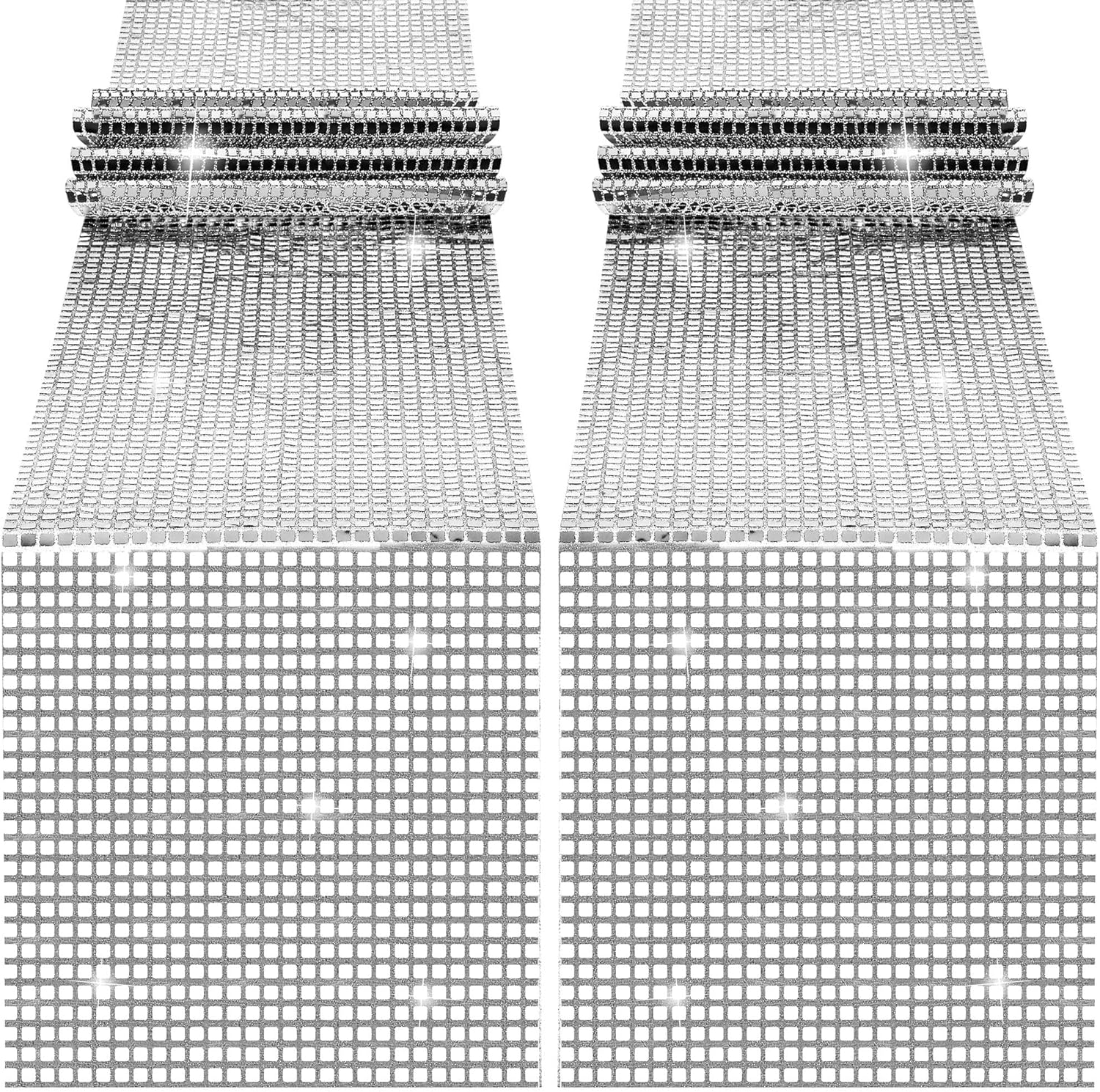 **2 pack disco party table runner 11 x 108 inch mirror silver glitter ...