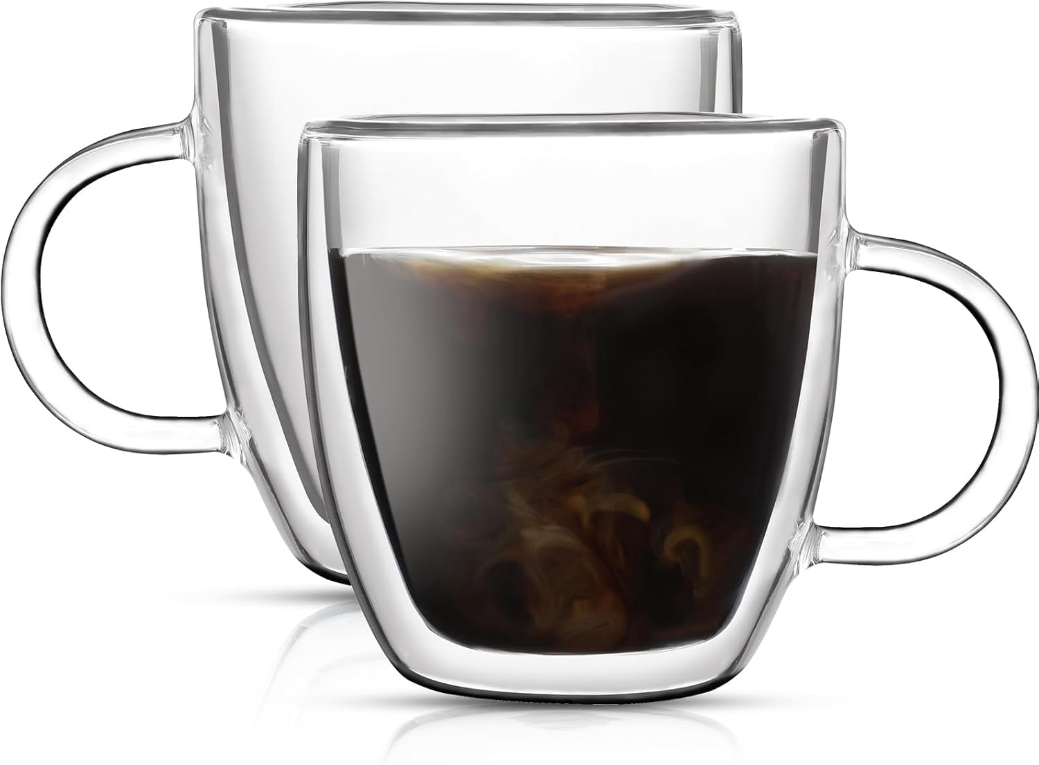2 Pack Double Walled Glass Coffee Mugs with Handles, Large Insulated ...