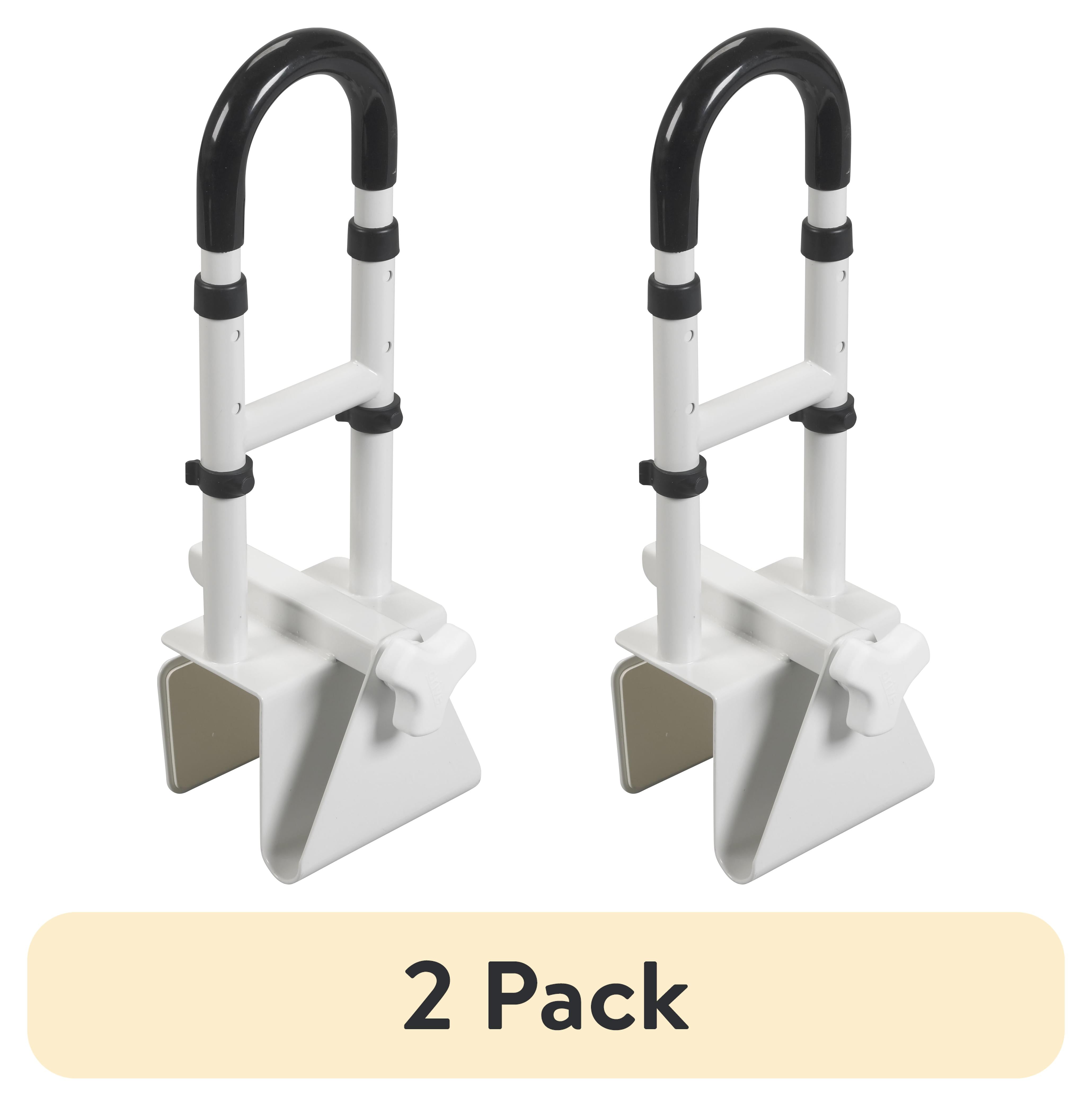 (2 pack) Drive Medical White Steel Bathtub Clamp-On Bathtub Grab Bar 3 ...