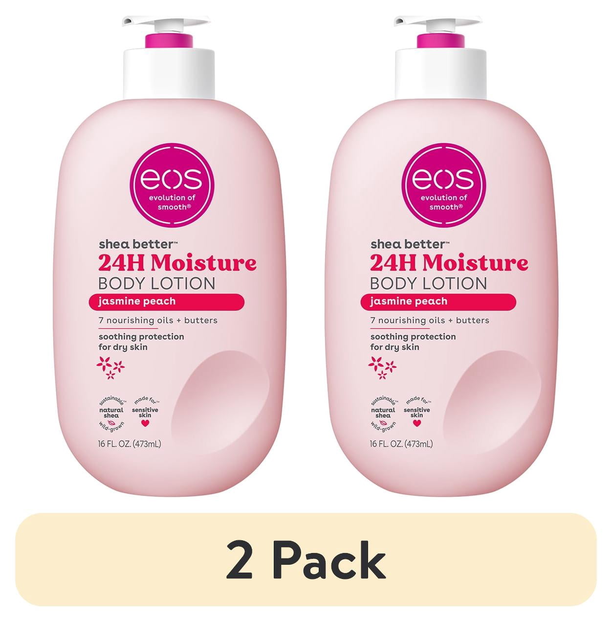 (2 pack) eos Shea Better Body Lotion- Jasmine Peach, Soothes Dry Skin ...