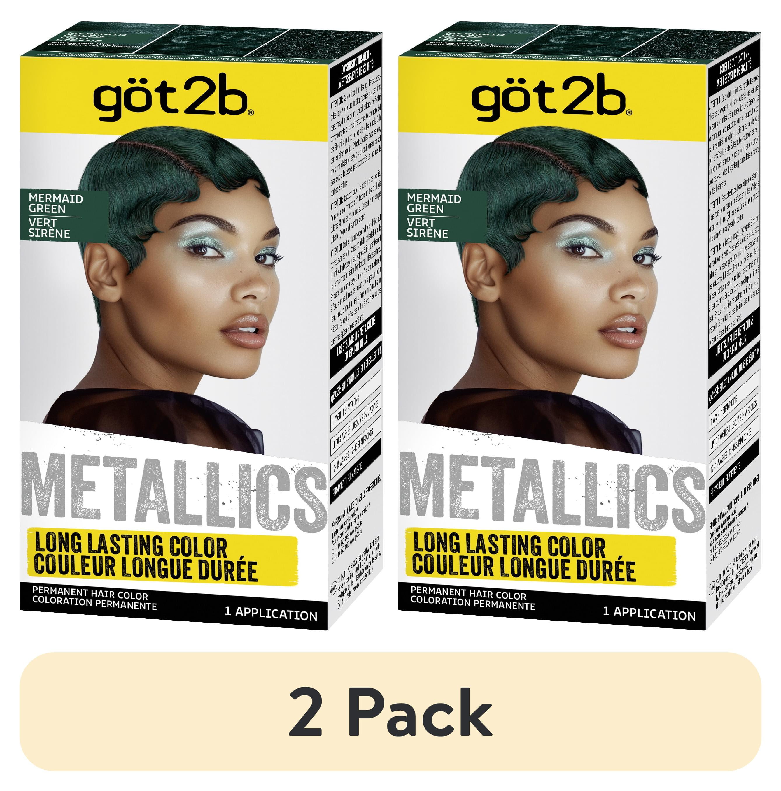 (2 pack) got2b Metallics Permanent Hair Dye, Mermaid Green M77, Hair ...