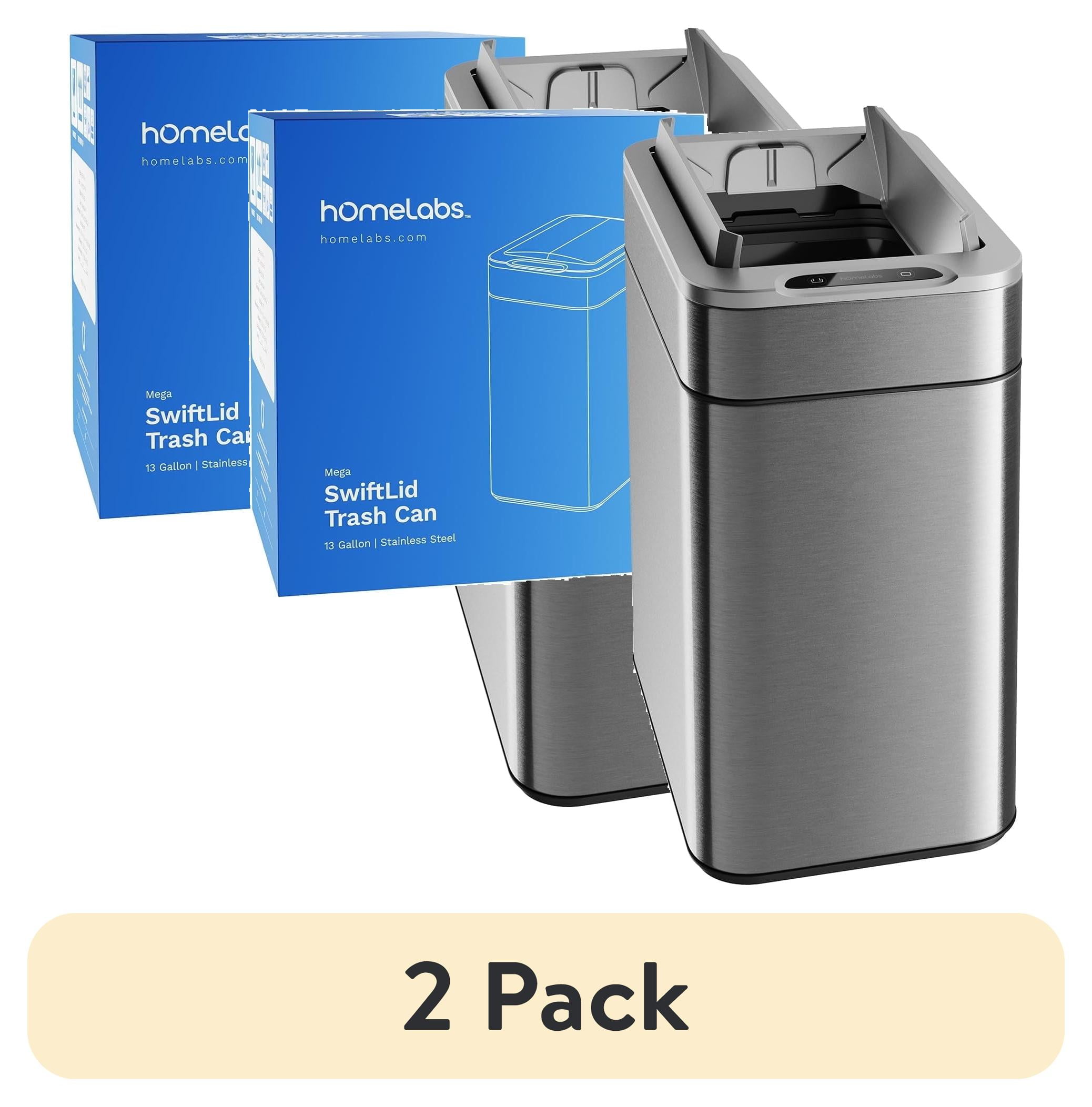 (2 pack) hOmeLabs Robust 13 Gallon Sensor Trash Can, Retractable ...