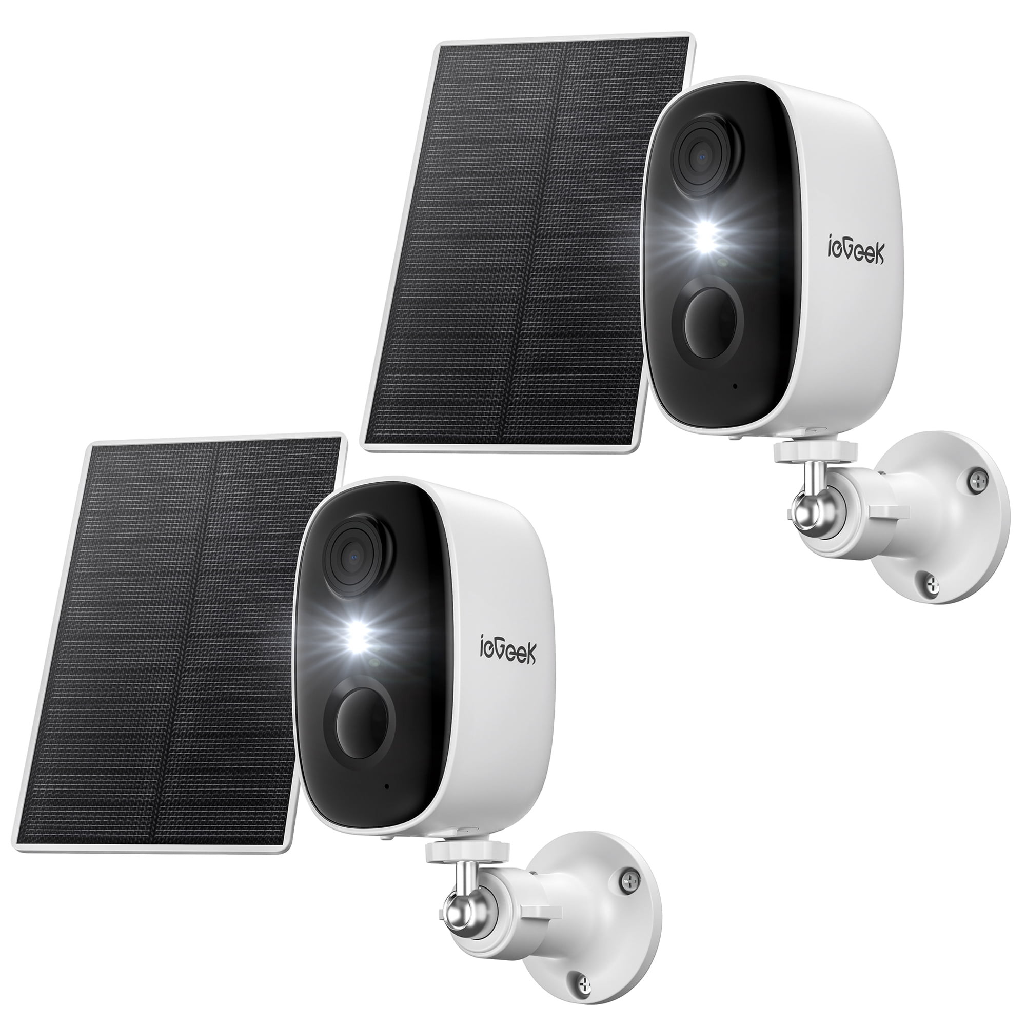 (2 pack) ieGeek Solar Outdoor Security Cameras Wireless, 2K Color Night ...