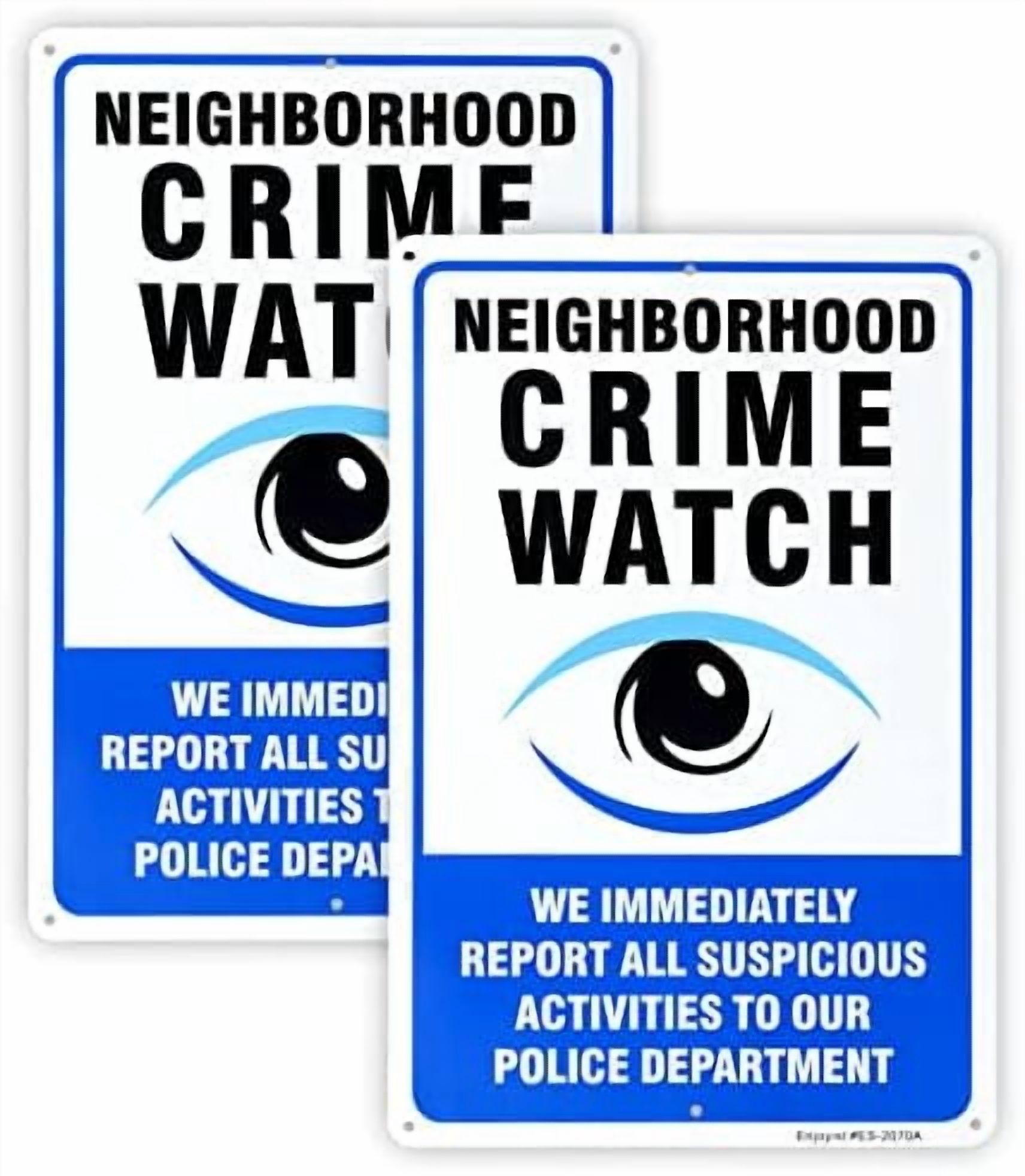 2-pack neighborhood crime watch aluminum signs. 12"x8" reflective ...