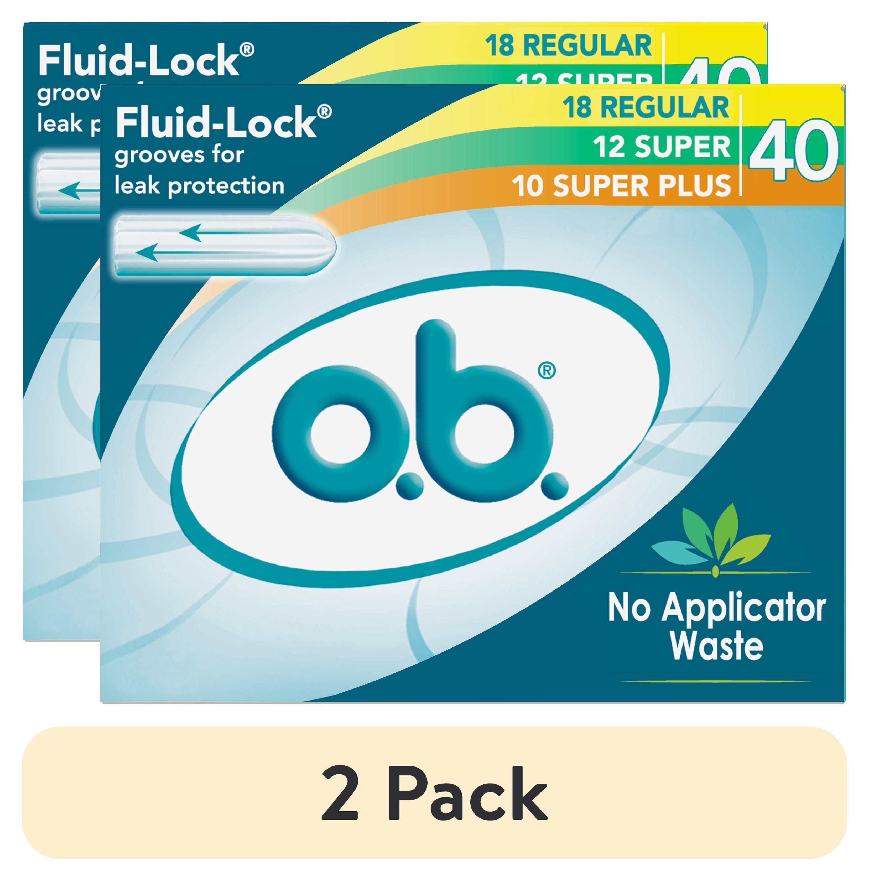 (2 pack) o.b. Tampons No Applicator, Unscented - 40ct (18ct Regular ...