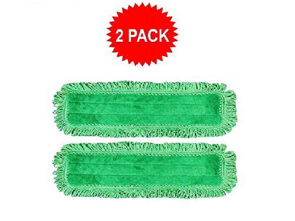 2-pack of 18" Inch Green Fringe Microfiber Dust Mop Pads for Commercial ...