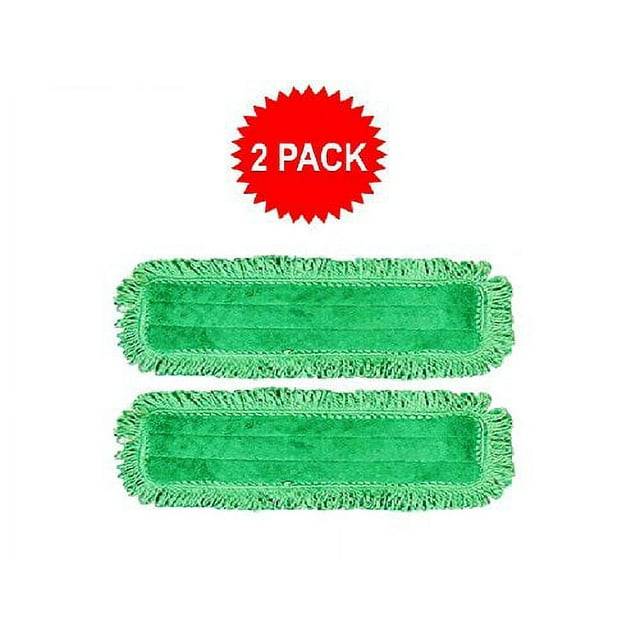 2-pack of 18" Inch Green Fringe Microfiber Dust Mop Pads for Commercial ...
