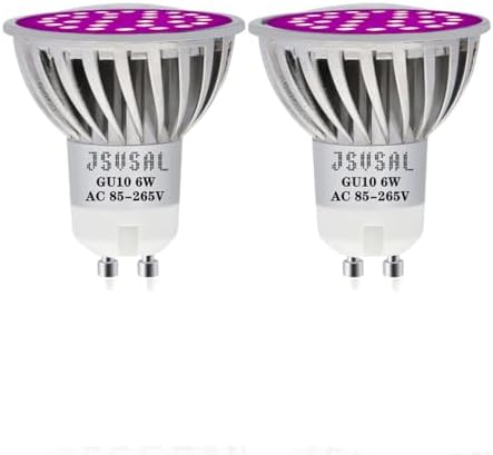 2-pack of 6W full spectrum MR16 GU10 grow light bulbs with purple ...
