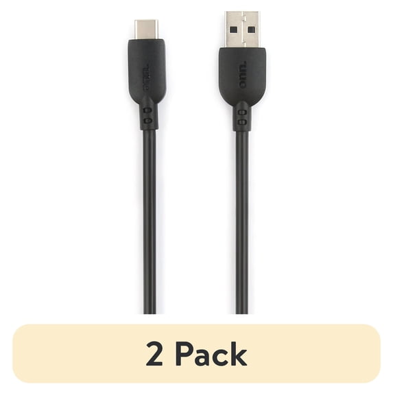 (2 pack) onn. 10ft USB to USB-C Cable, Black, Compatible With USB-C ...