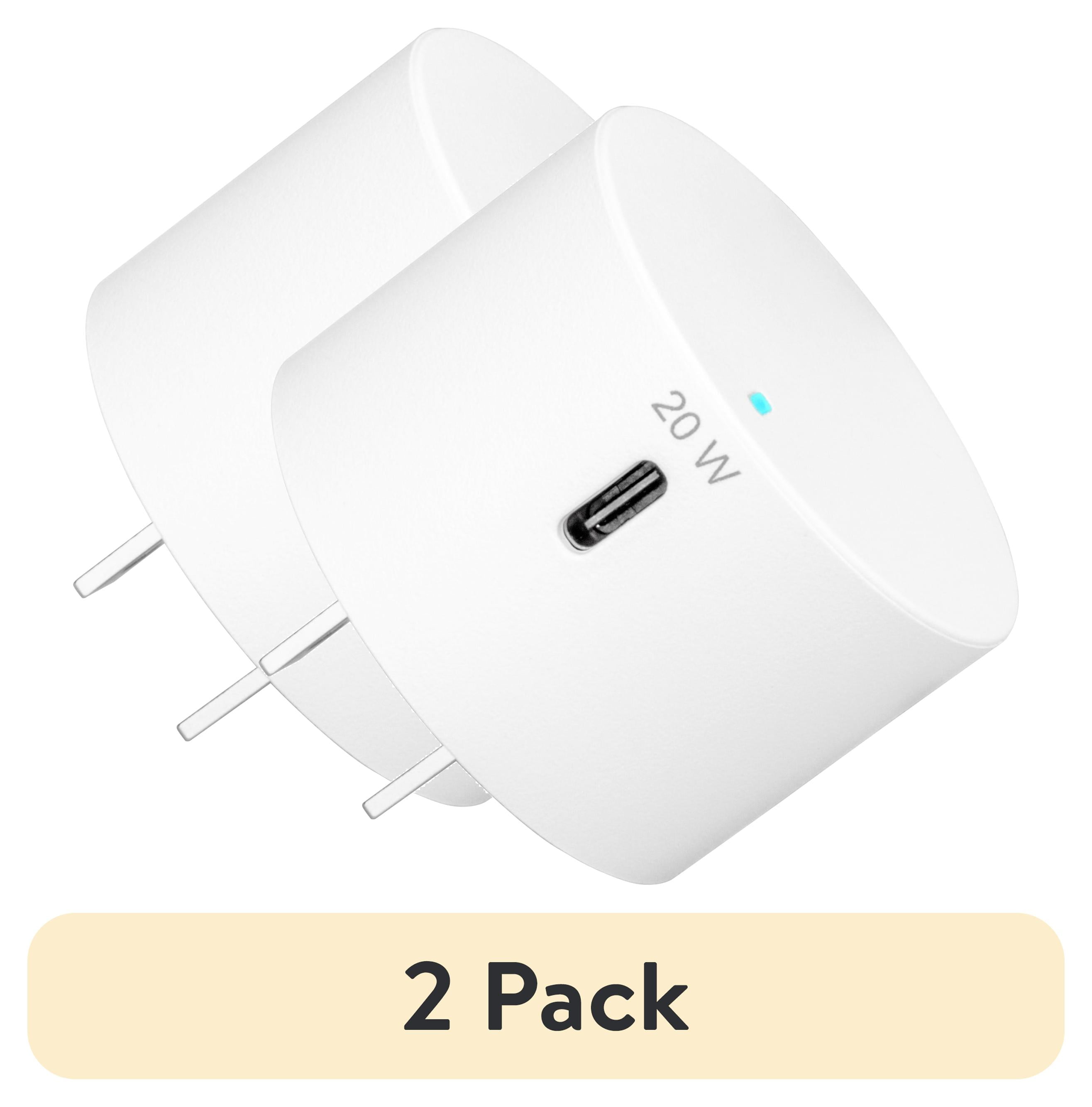 (2 pack) onn 20W Single USB-C Port Wall Charger, Fast Charging, USB-IF ...