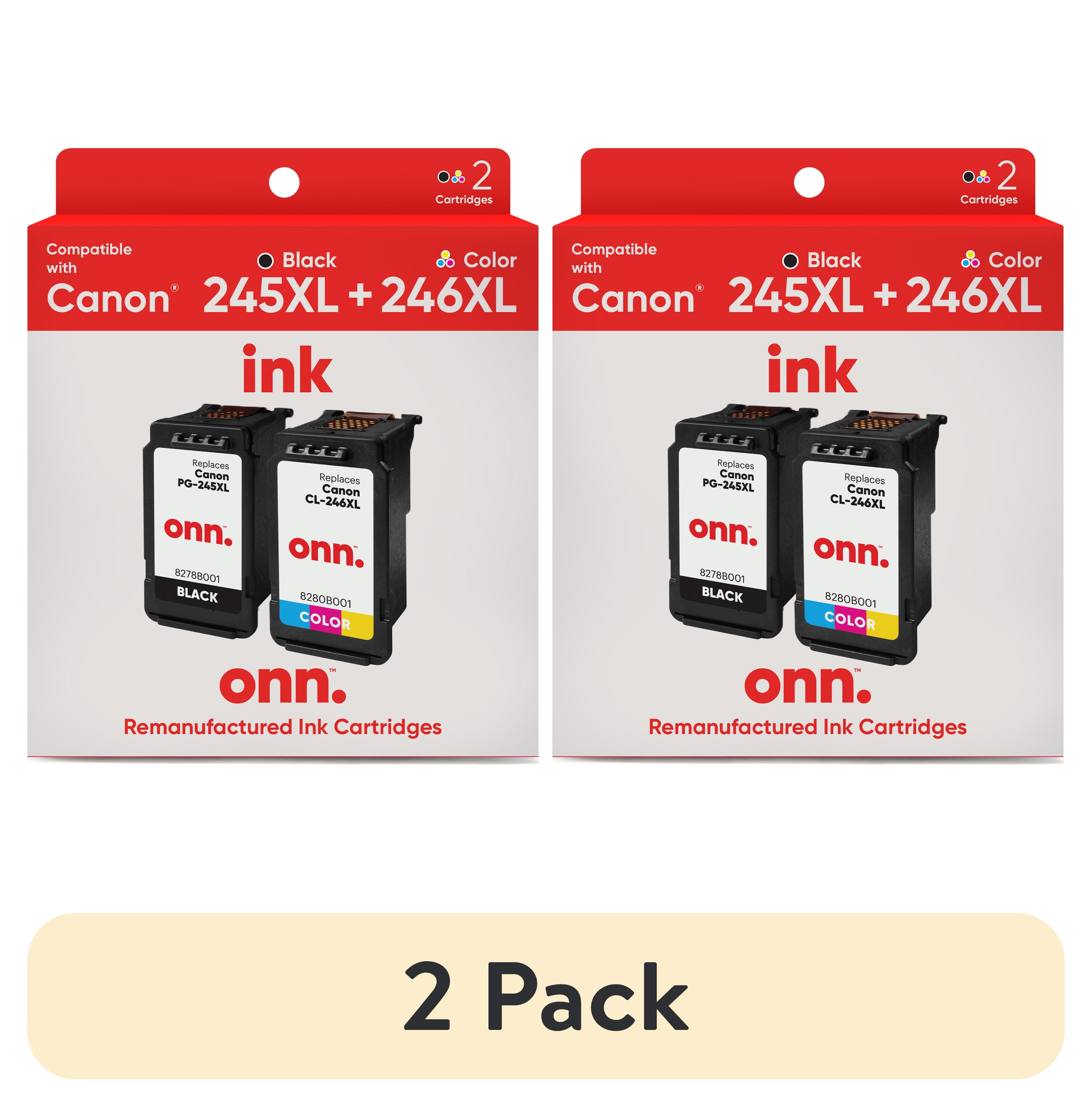 (2 pack) onn Canon PG-245XL/CL-246XL High Yield Black and Color, 2 Pack ...