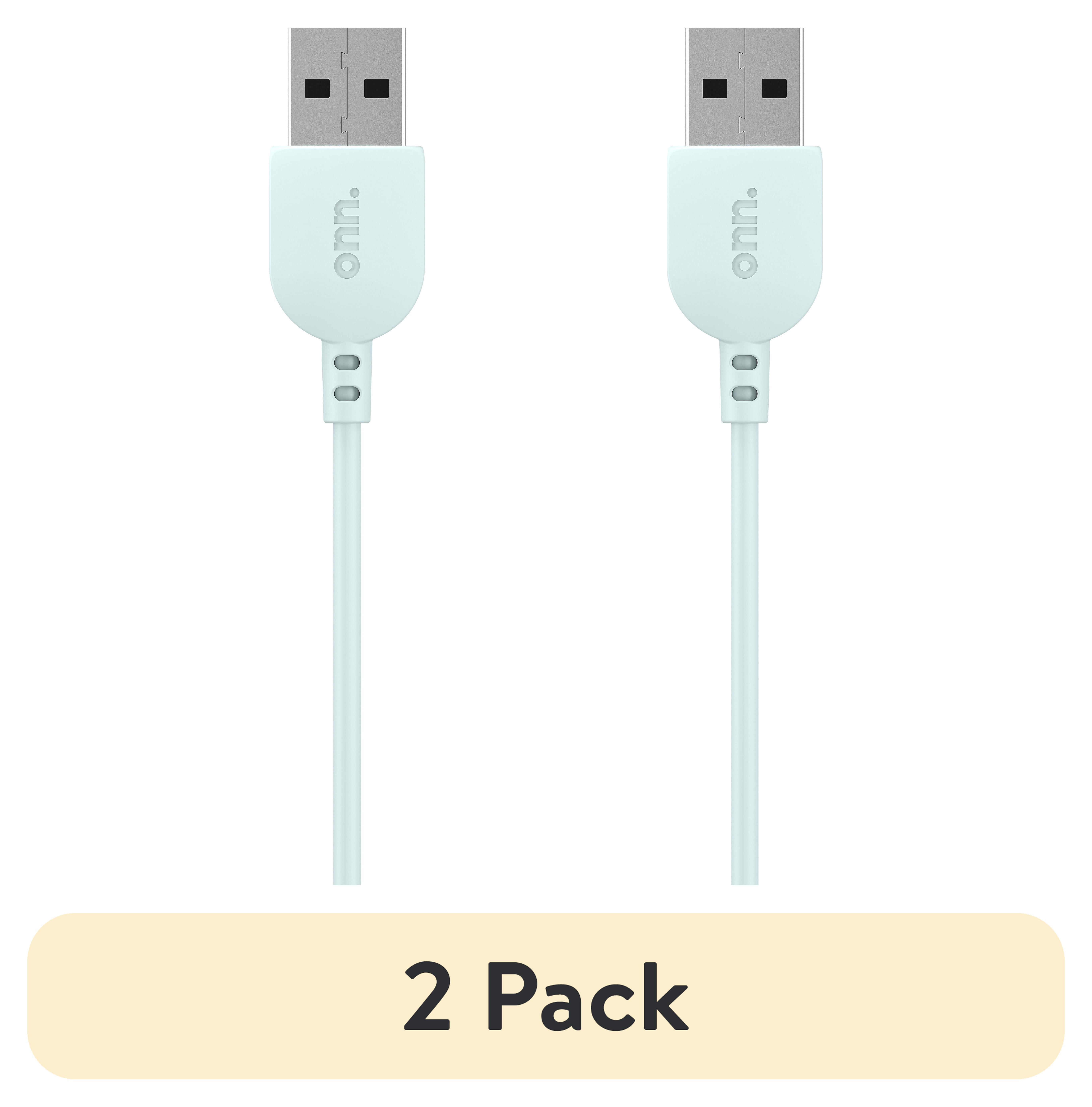 (2 pack) onn LTG Cable 3' Lightning Connector to USB Cable Aqua Mfi ...