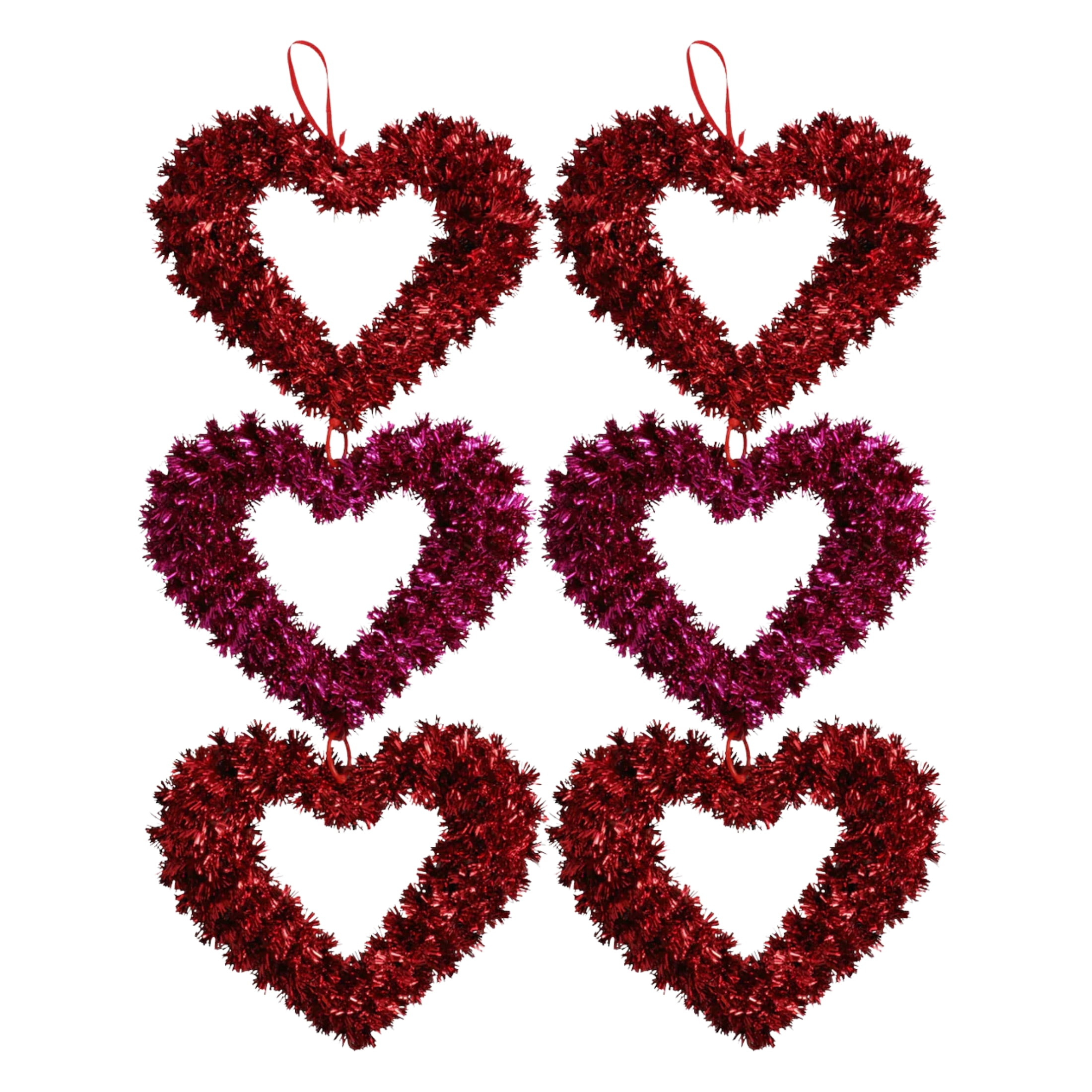 2 pack set of Red and Fuchsia Pink Valentine's Day Tinsel Triple Wall ...