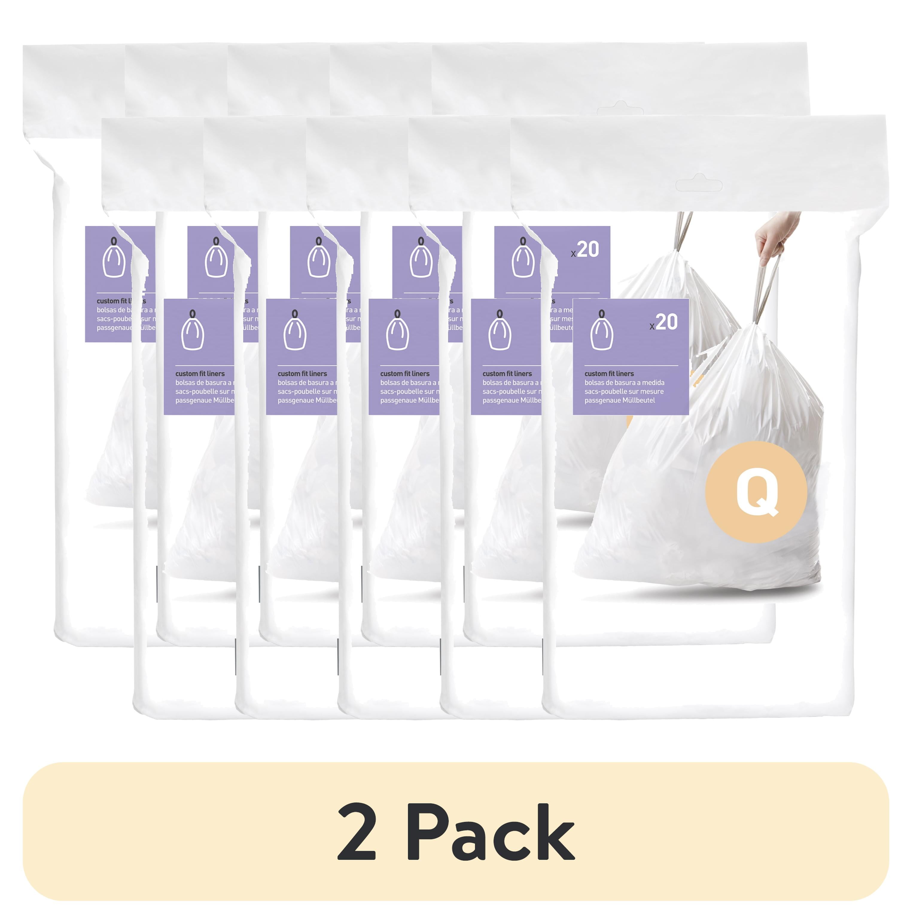 (2 pack) simplehuman Code Q Custom Fit Drawstring Trash Bags in Dispenser Packs, 100 Count, 50 ...